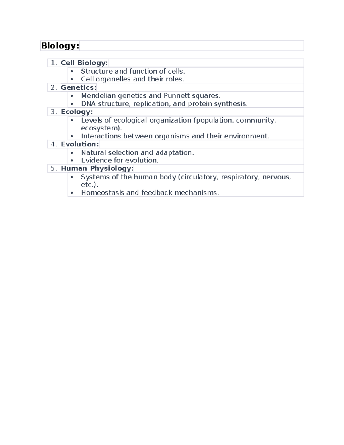 Biology - notes - Biology: 1. Cell Biology: Structure and function of ...