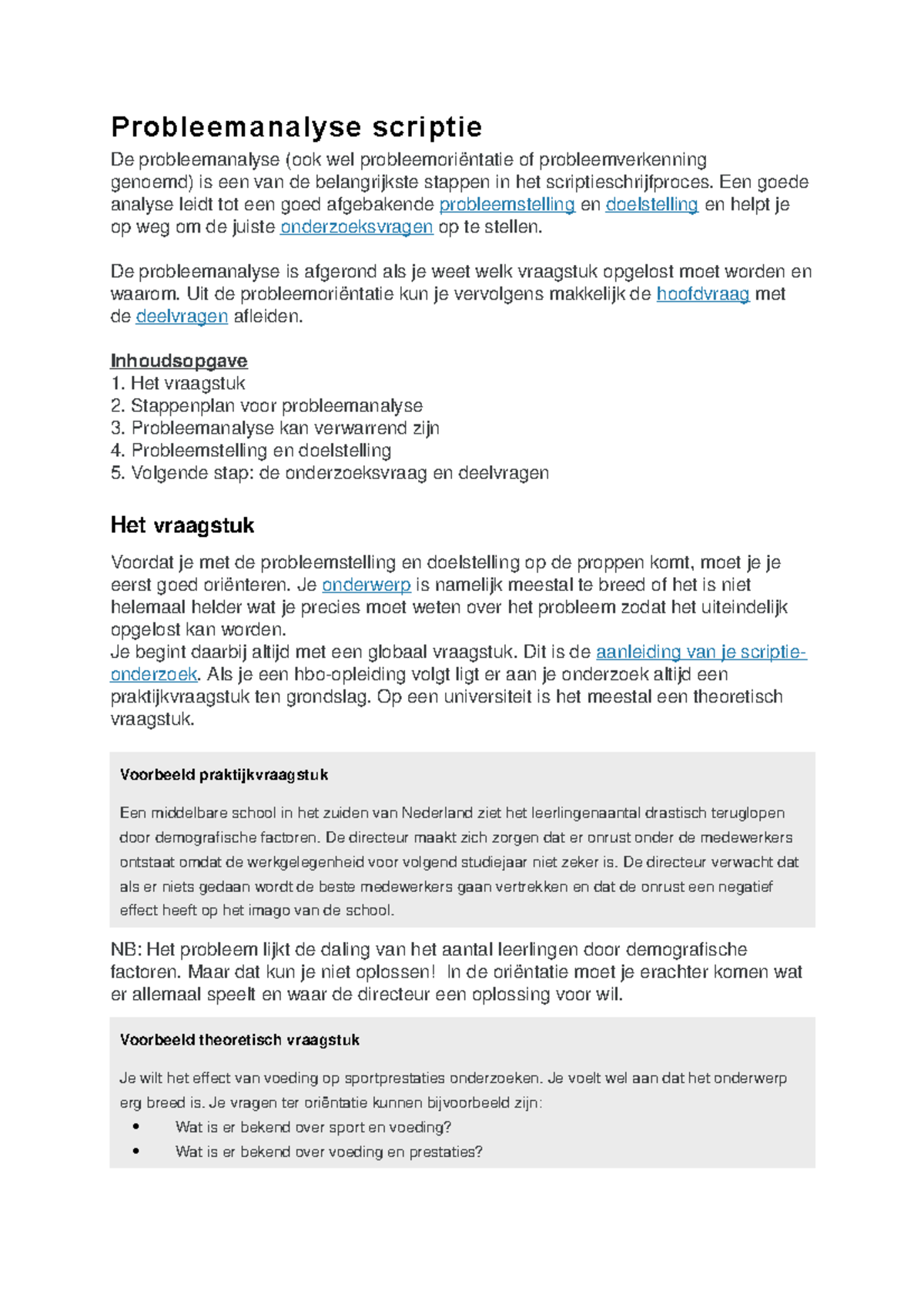 Probleemanalyse scriptie - Probleemanalyse scriptie De probleemanalyse ...