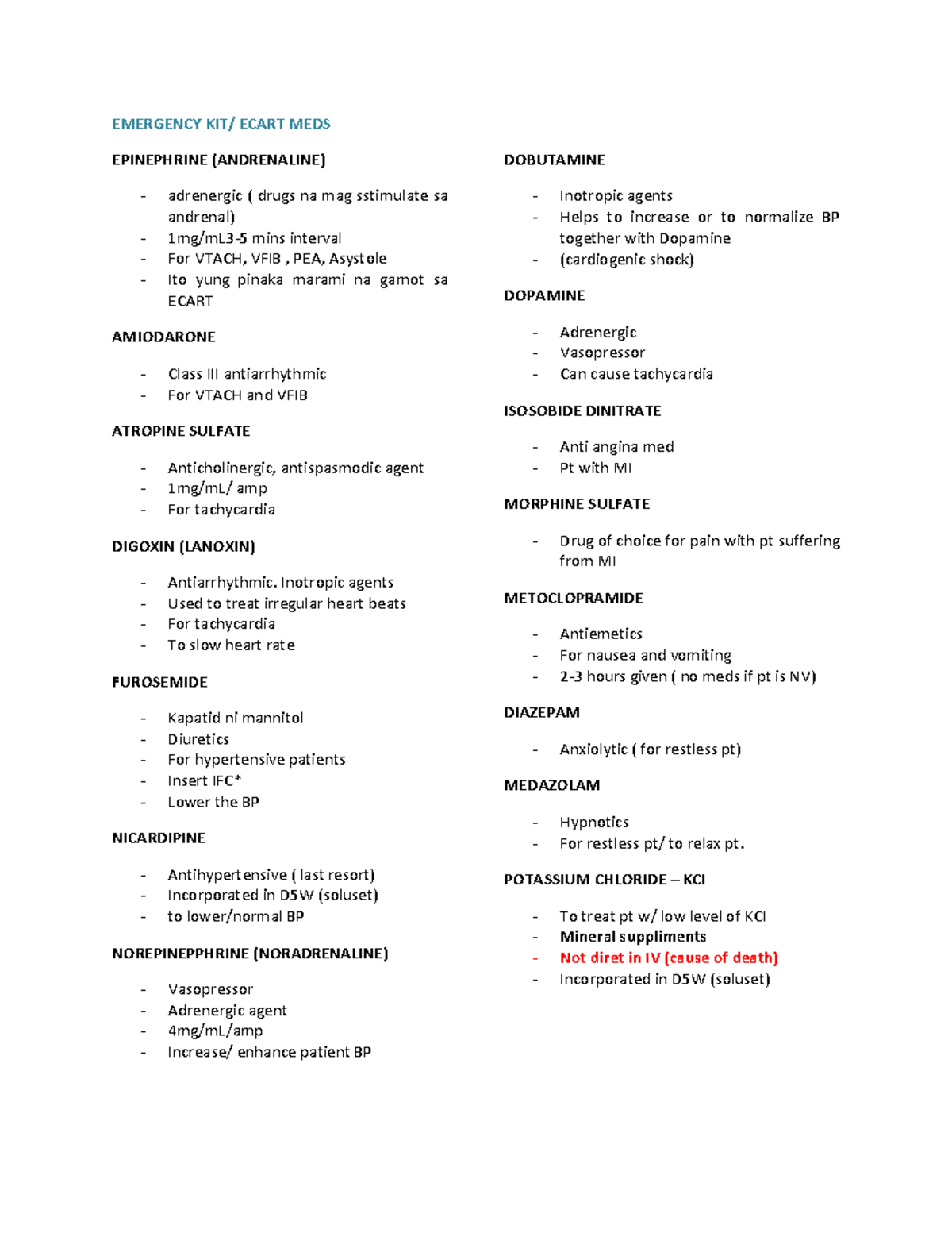 Emergency-KIT-meds - emergency meds - KJA - EMERGENCY KIT/ ECART MEDS ...