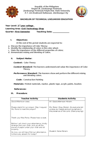 Semi-Detailed Lesson Carpentry-Victorian - Semi-Detailed Lesson Plan in ...