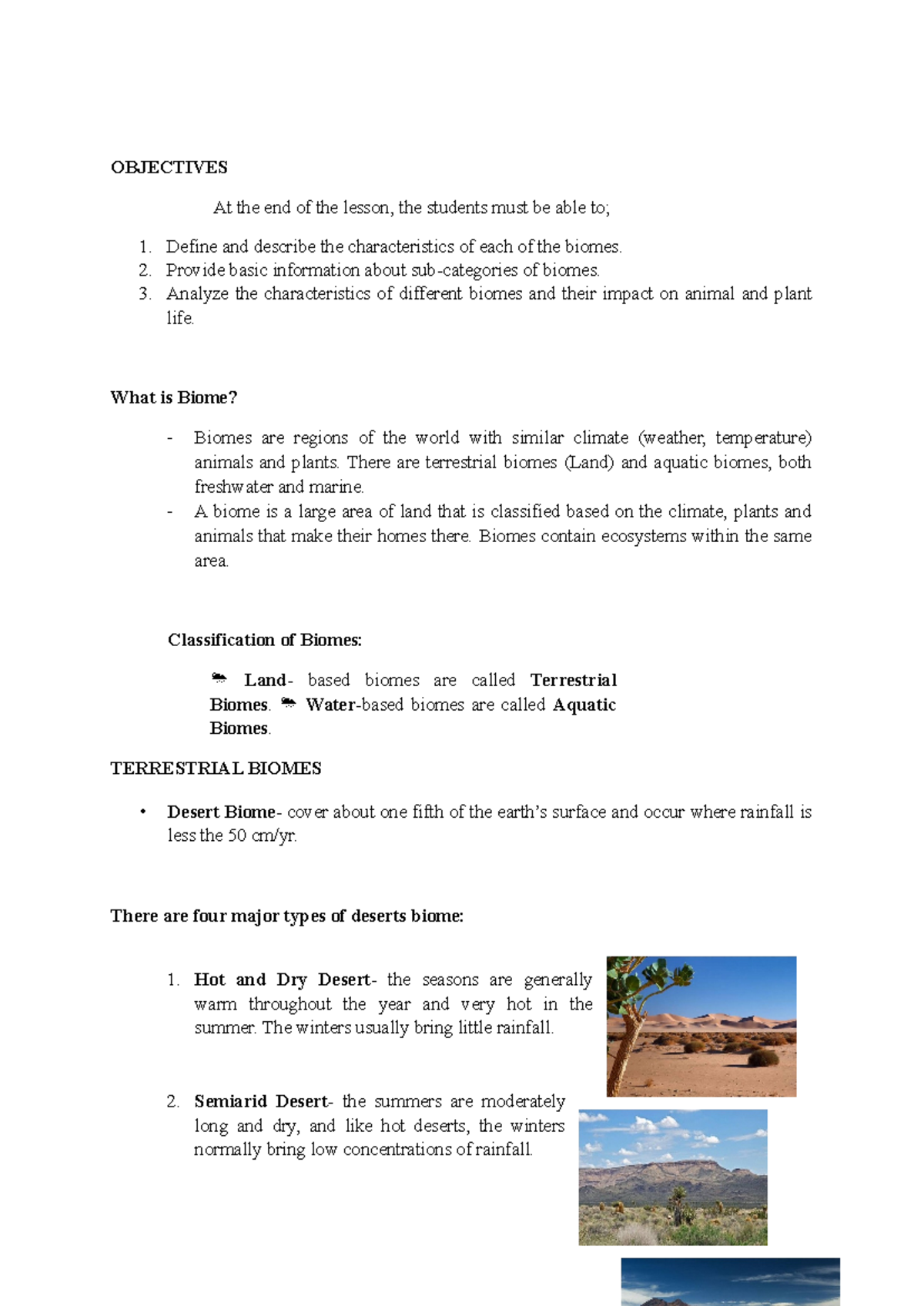 Final - OBJECTIVES At the end of the lesson, the students must be able ...