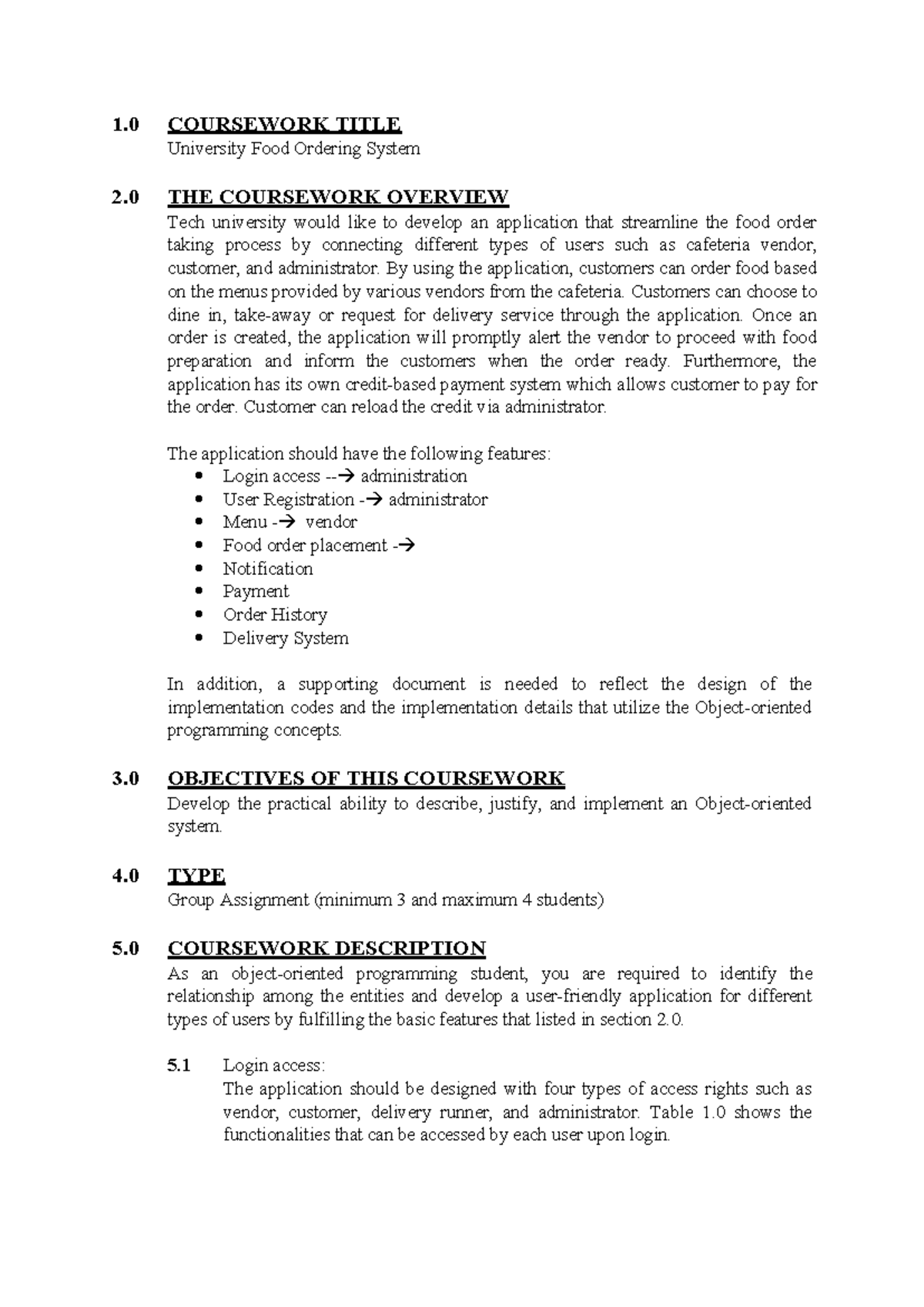 2309-OODJ-Assignment-QS - 1 COURSEWORK TITLE University Food Ordering System 2 THE COURSEWORK ...