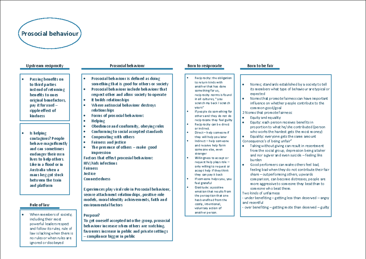Social psychology chapter 9 - Prosocial behaviour Upstream reciprocity ...