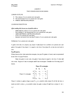 Unit Four Lesson Five Introduction to Operations Research and Linear Programming - MBA-H2040 ...