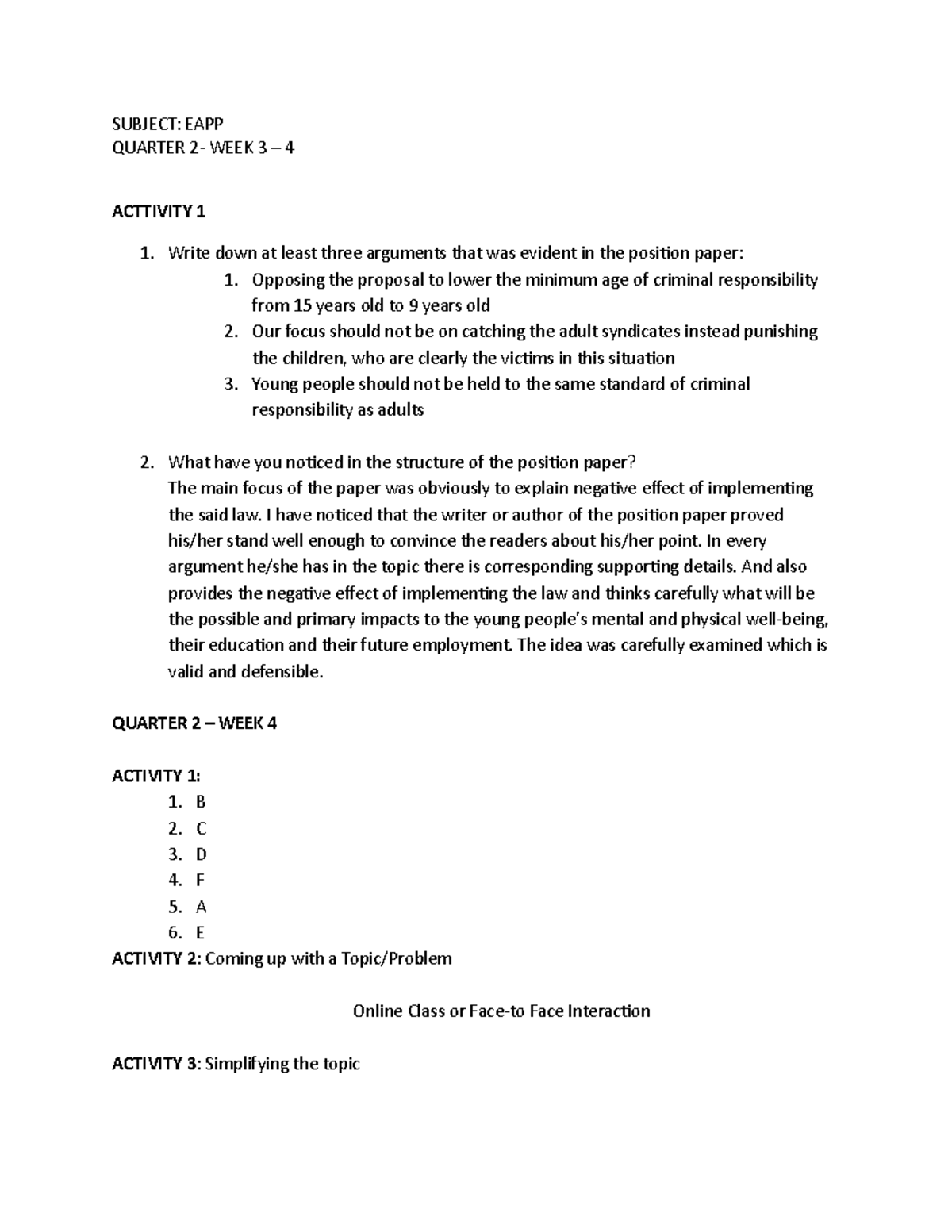 WEEK 3-4 EAPP - contains activities regarding EAPP - SUBJECT: EAPP ...