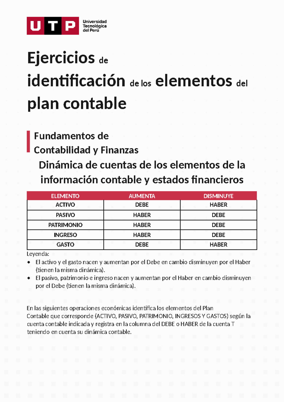 Ejemplos Semana 9 - Ejercicios de identificación de los elementos del plan contable Fundamentos ...