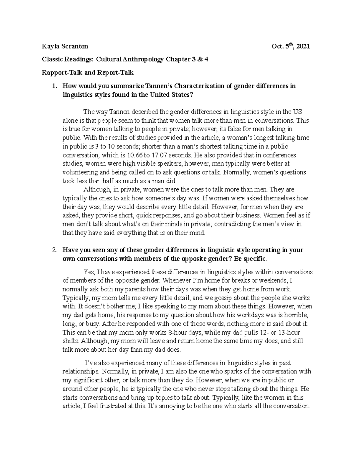 Classic Readings Chapter 3 and 4 - Kayla Scranton Oct. 5th, 2021 ...