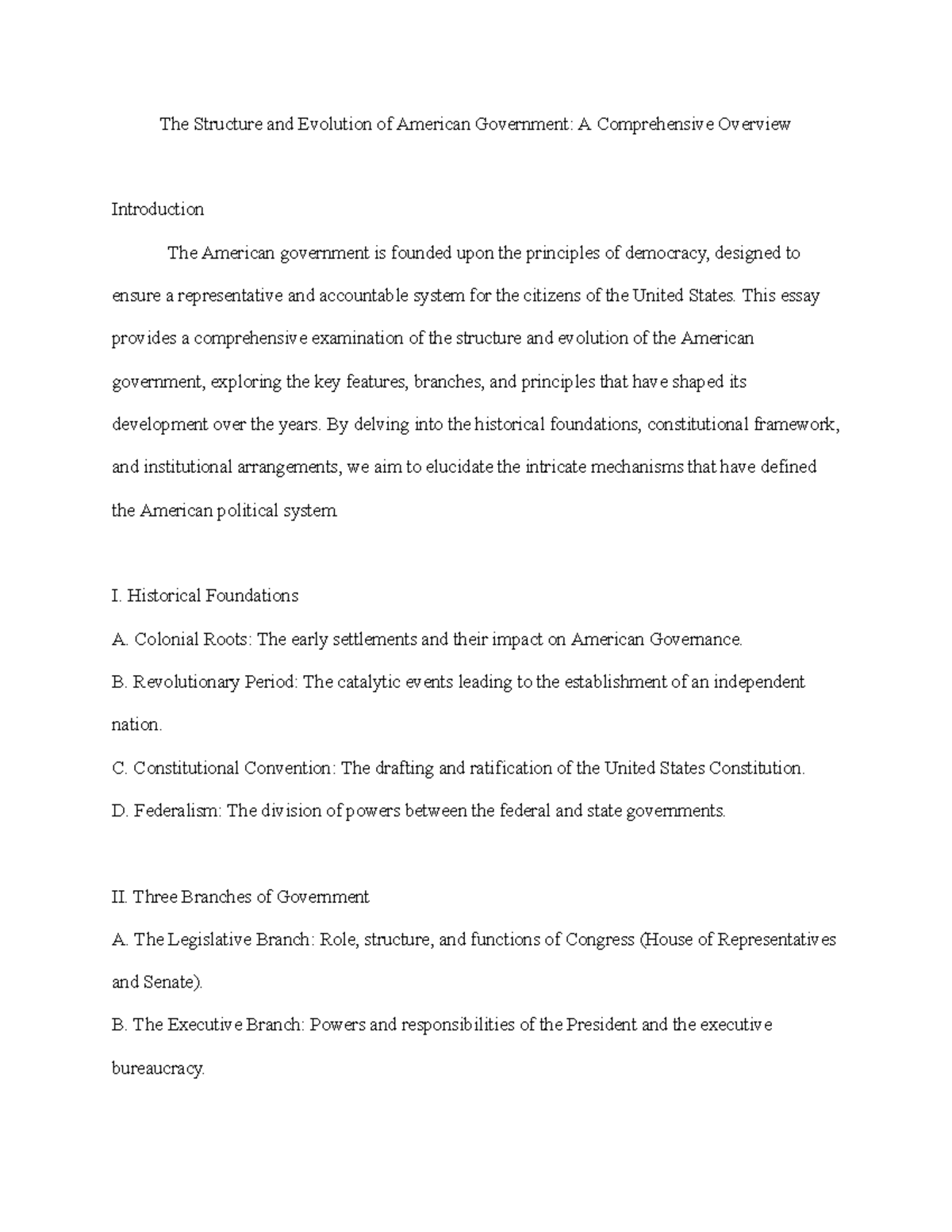 The Structure and Evolution of American Government A Comprehensive ...