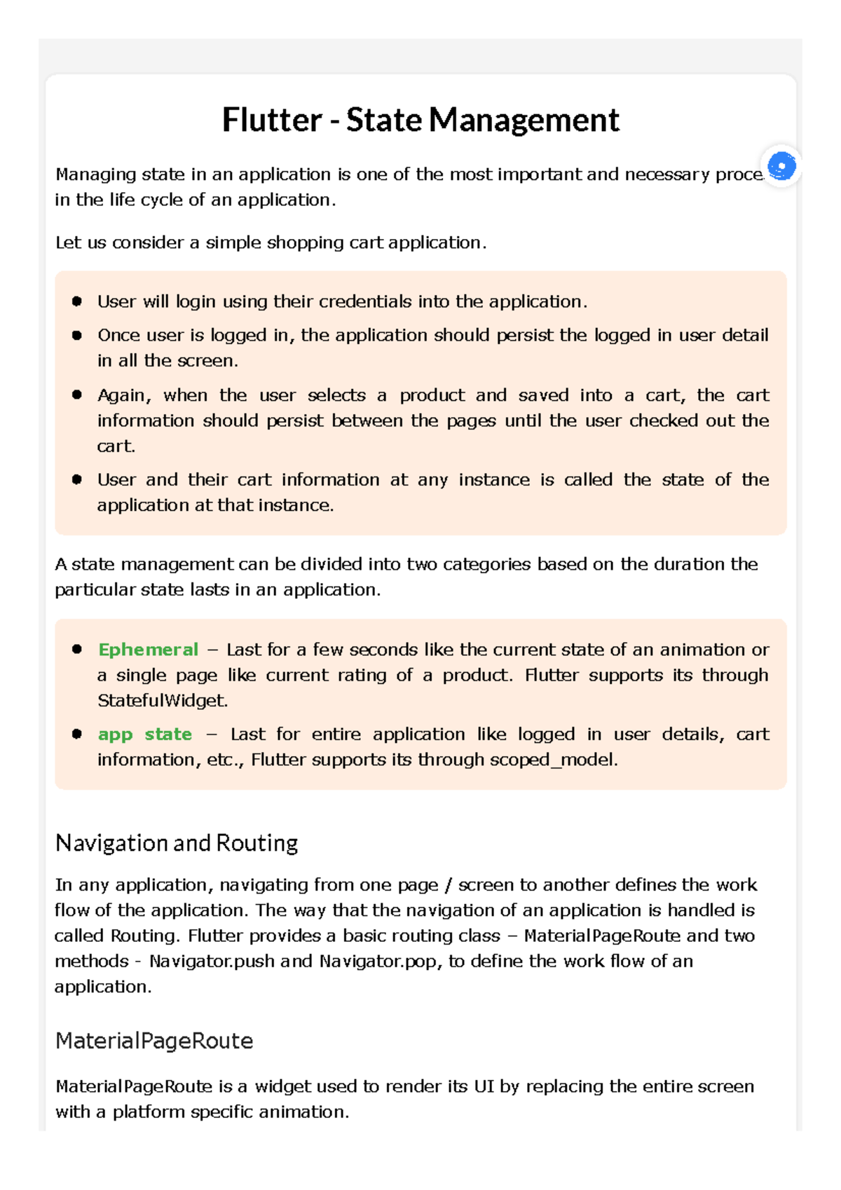 Flutter - State Management - Flutter - State Management Managing state in an application is one ...