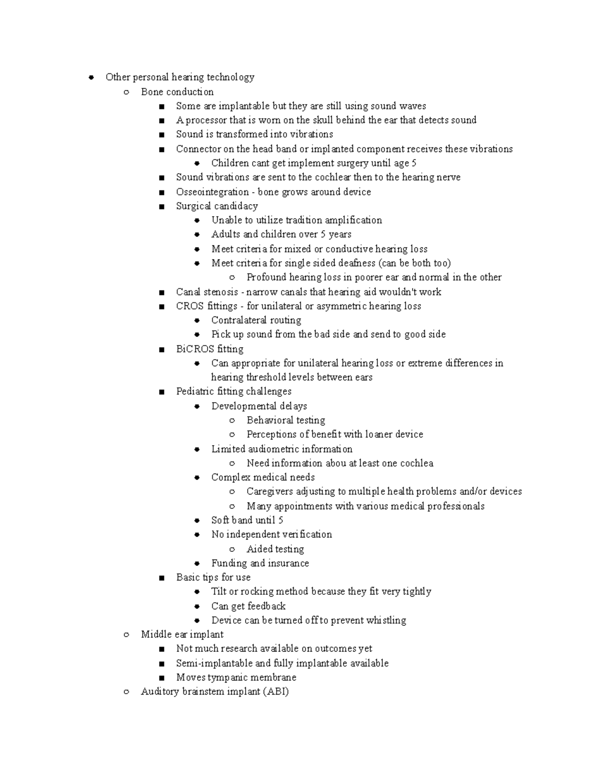 SLPA 472 Unit 2 Notes - Other personal hearing technology Bone ...