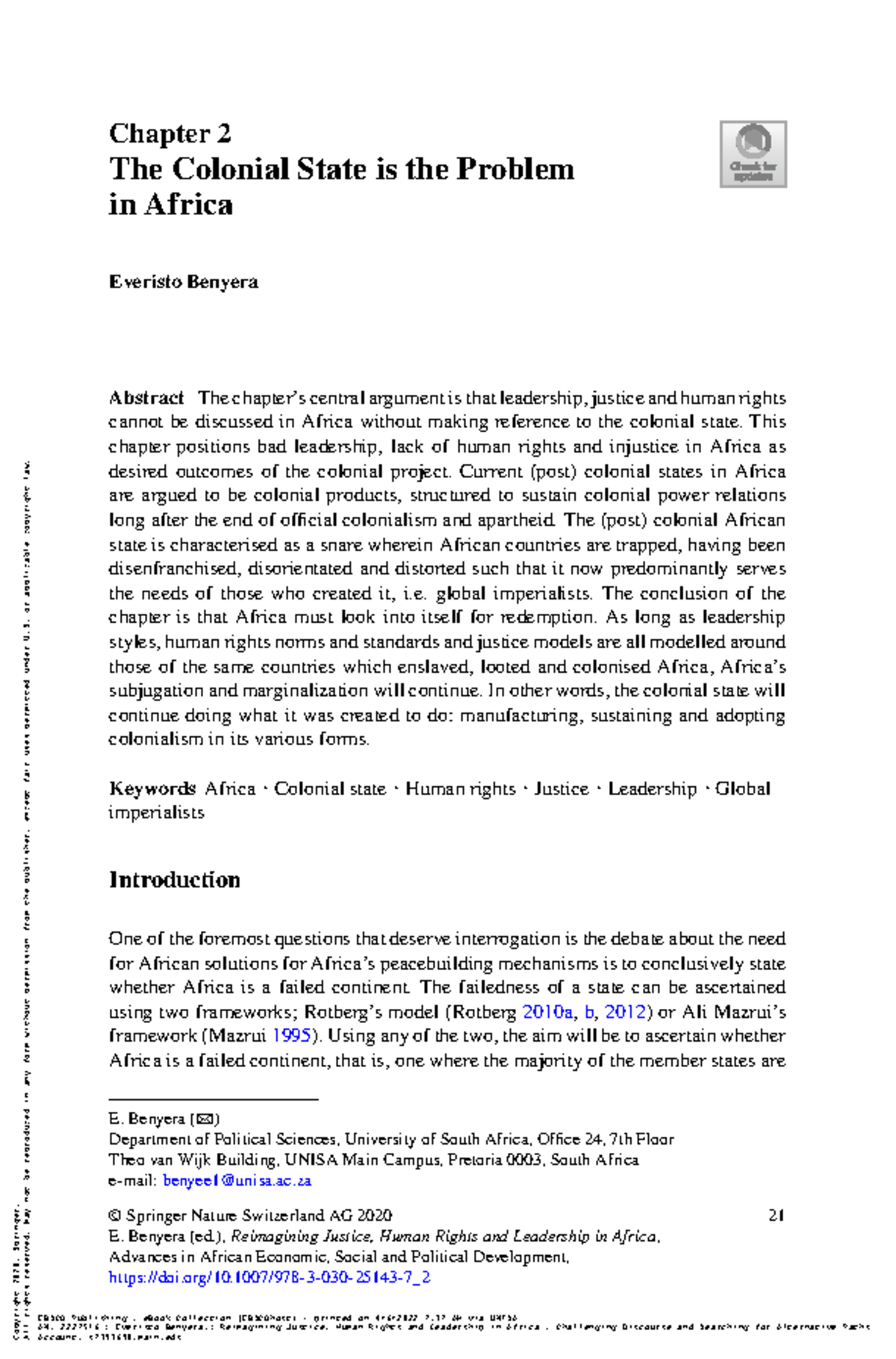 The Colonial State is the Problem by E Benyera - Chapter 2 The Colonial ...