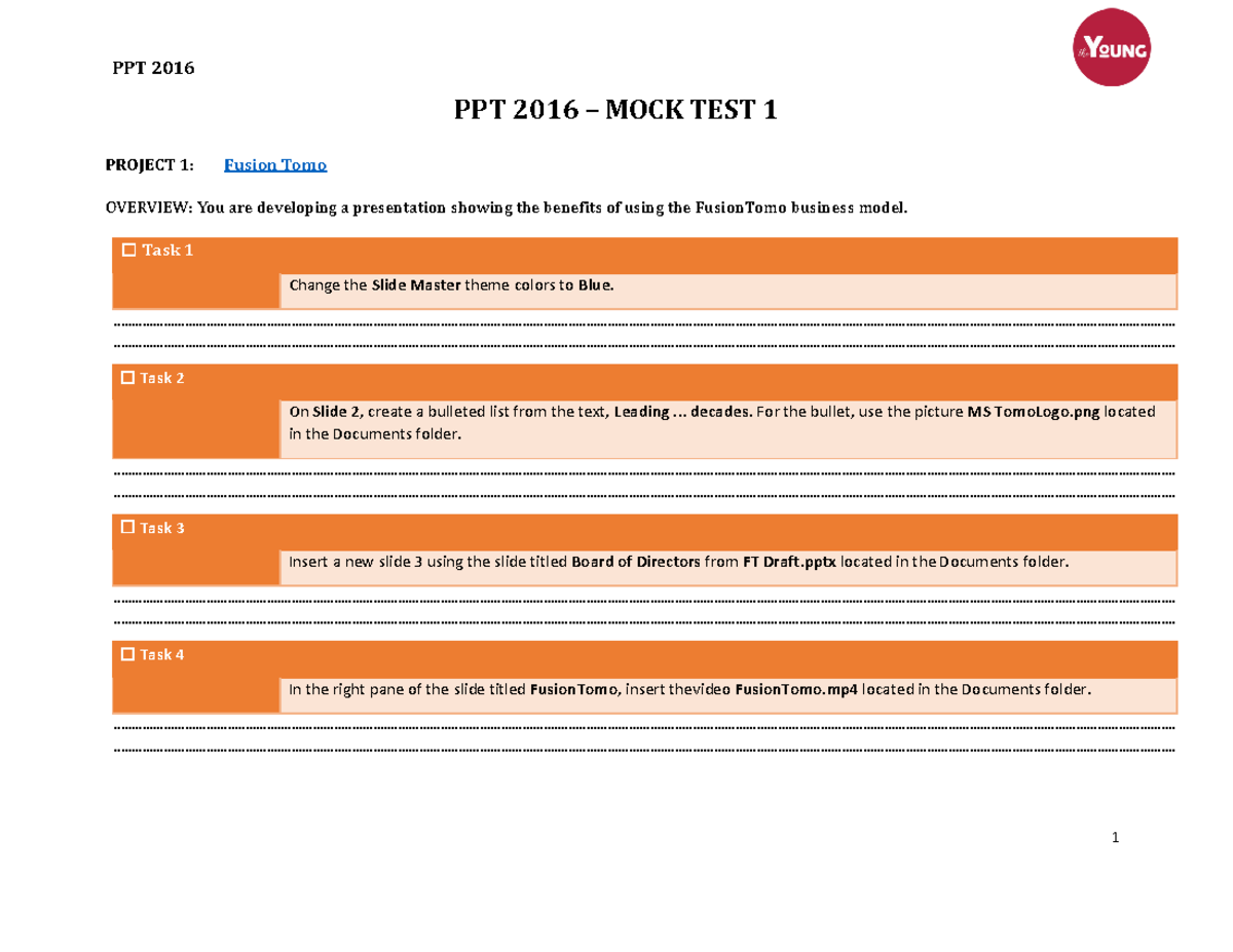 [the Young PPT] MOCK TEST 1 - PPT 2016 – MOCK TEST 1 PROJECT 1: Fusion ...