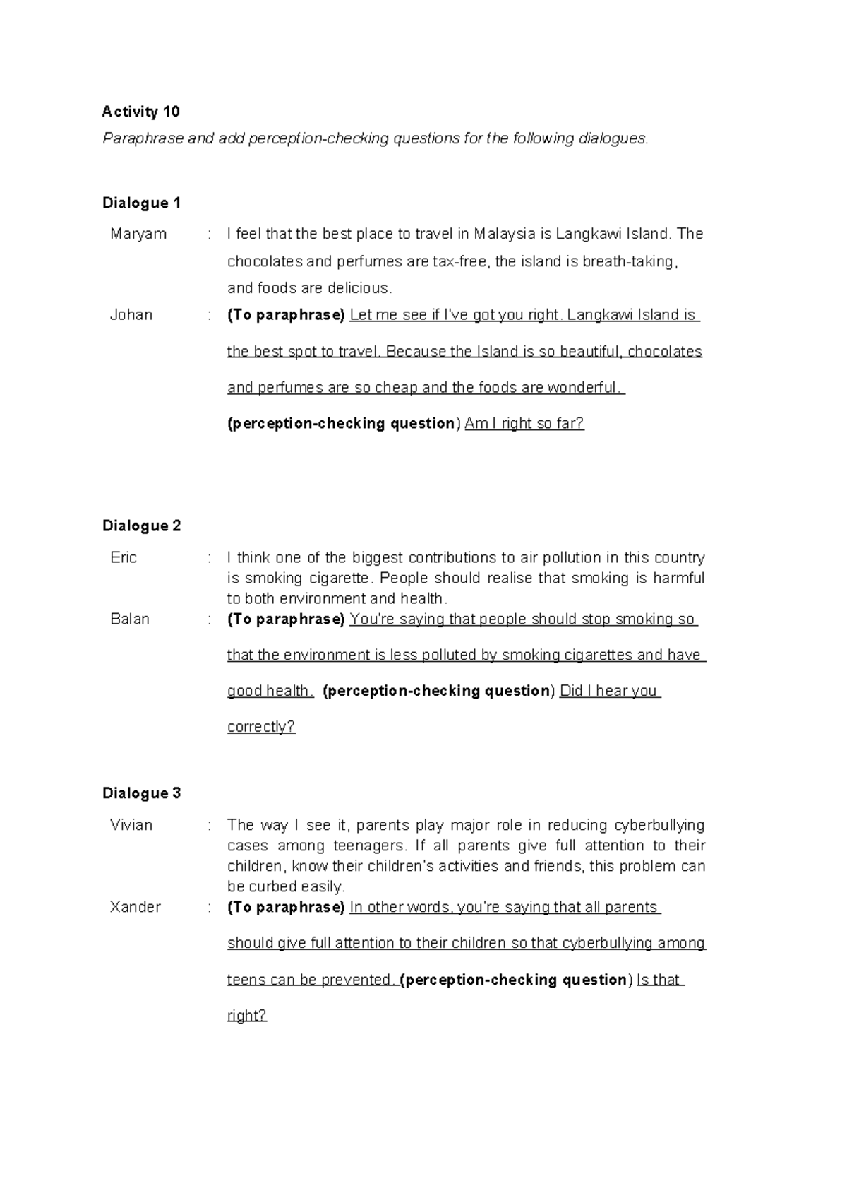LPE2501 ACDEMIC WRITING - Activity 10 Paraphrase and add perception ...