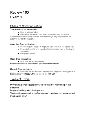 160 Review Exam 2 - NURSING 160 EXAM 2 REVIEW COPD Assessment – What ...