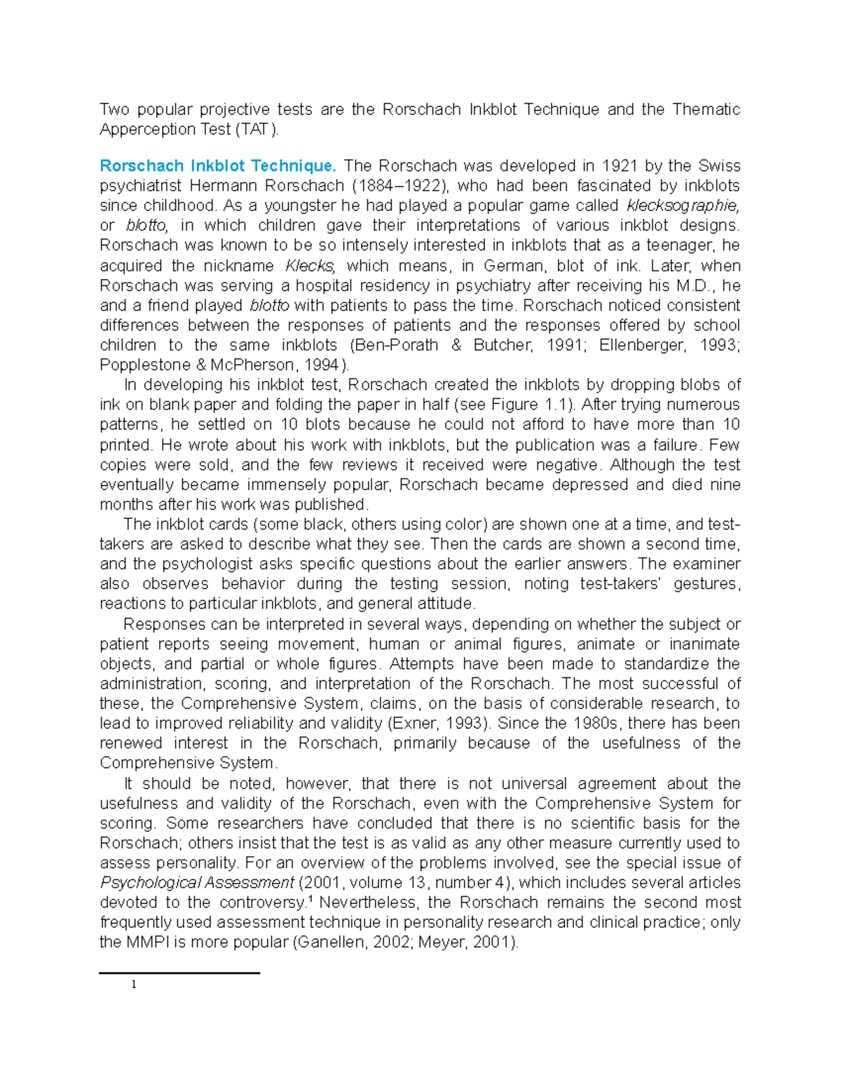 The Study of Personality Assessment, Research and Theory - Two popular ...