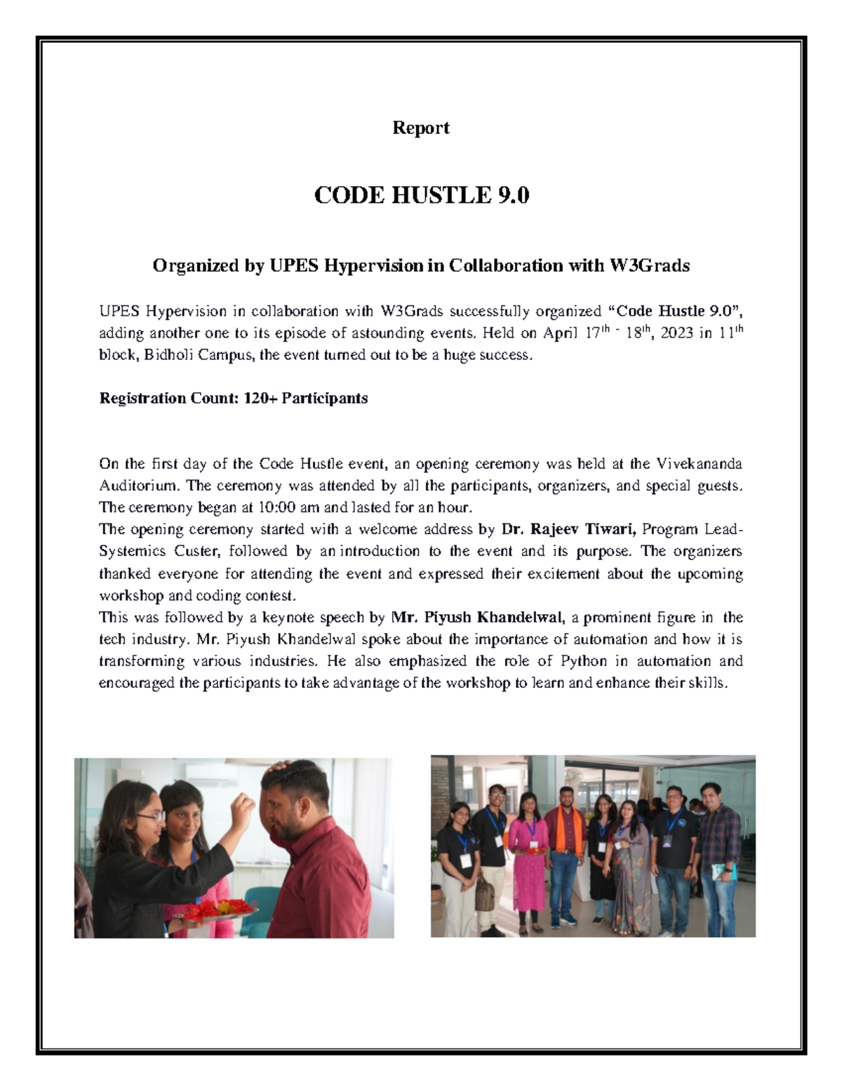 Code Hustle 9.0 Report - Report CODE HUSTLE 9. Organized by UPES ...