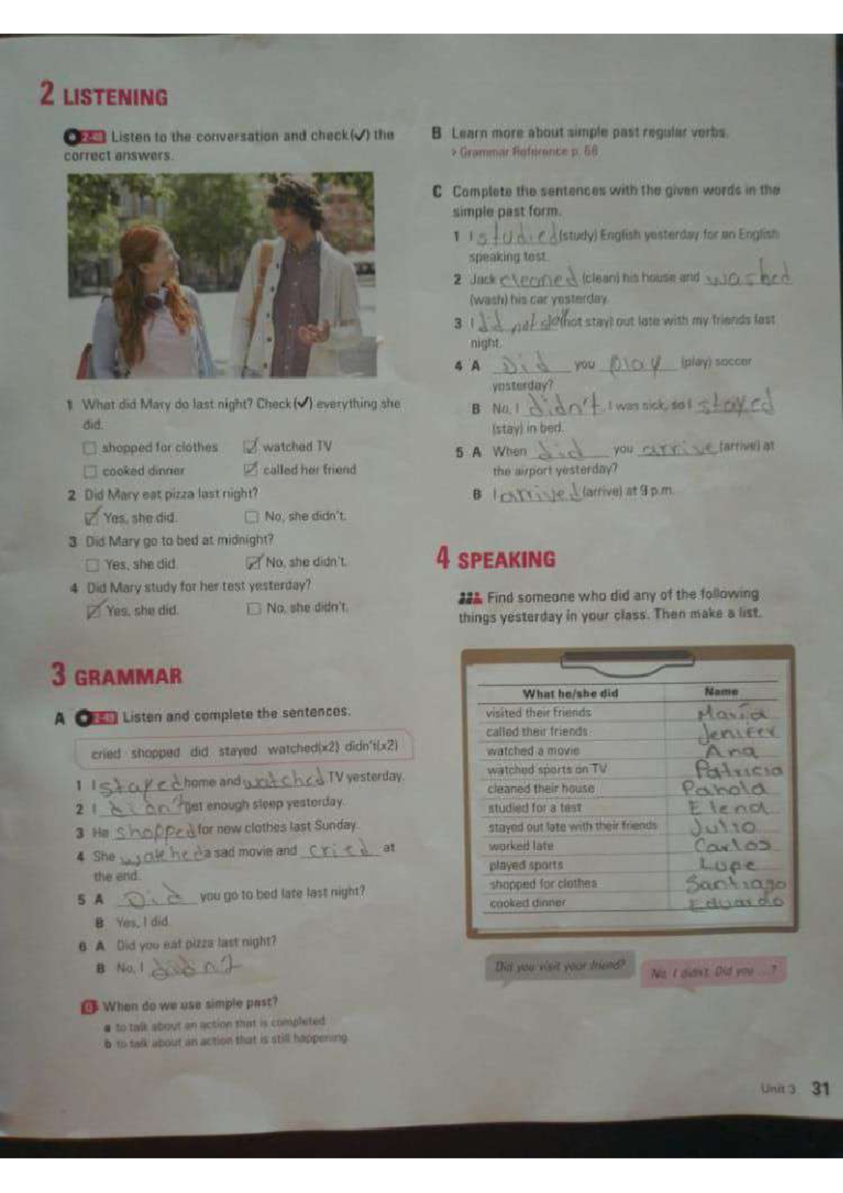 What did you do? ingles surpass student book whith workbook 1B - Didáctica General - Studocu