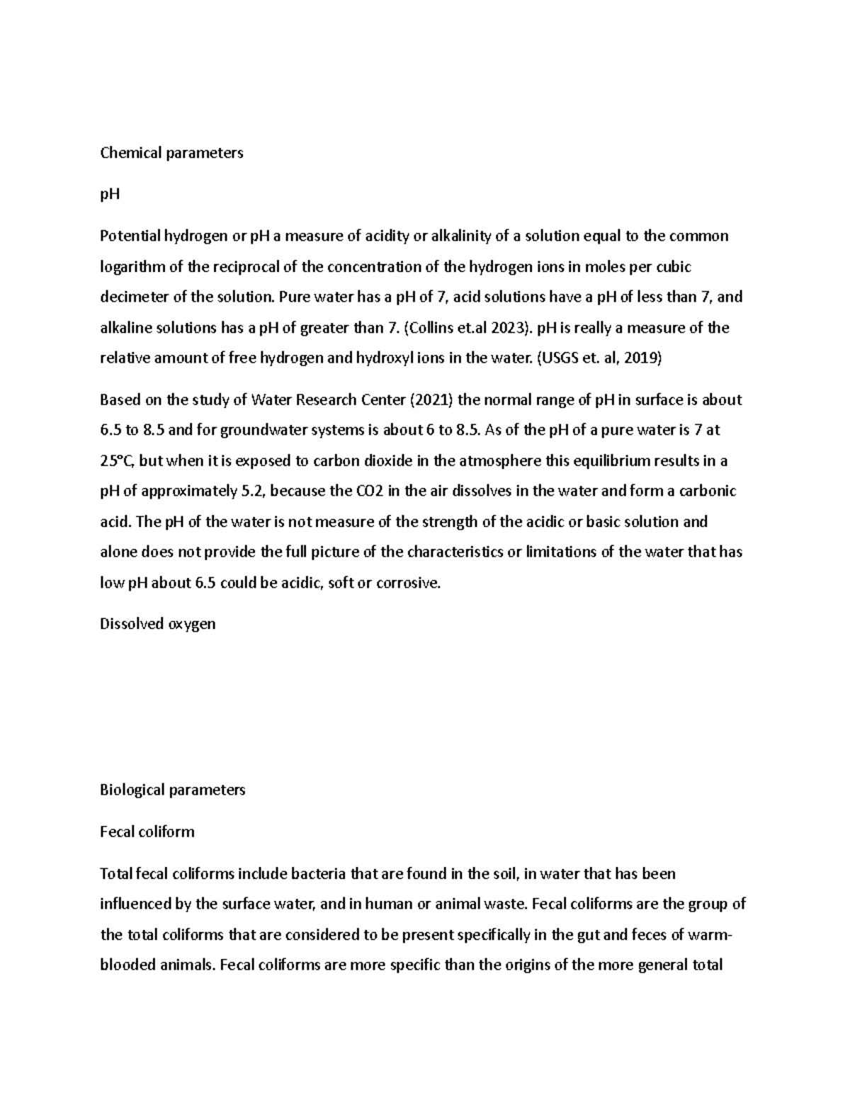 Chemical-parameter - Chem. Para - Chemical parameters pH Potential ...