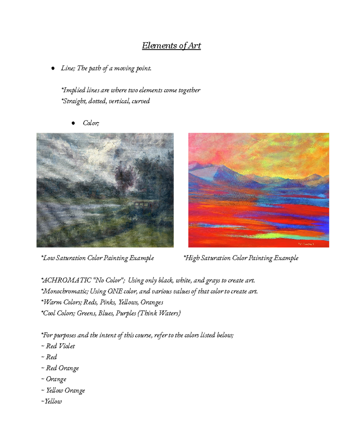 Copy of my Art Appreciation Notes - 1st Semester - Elements of Art Line ...