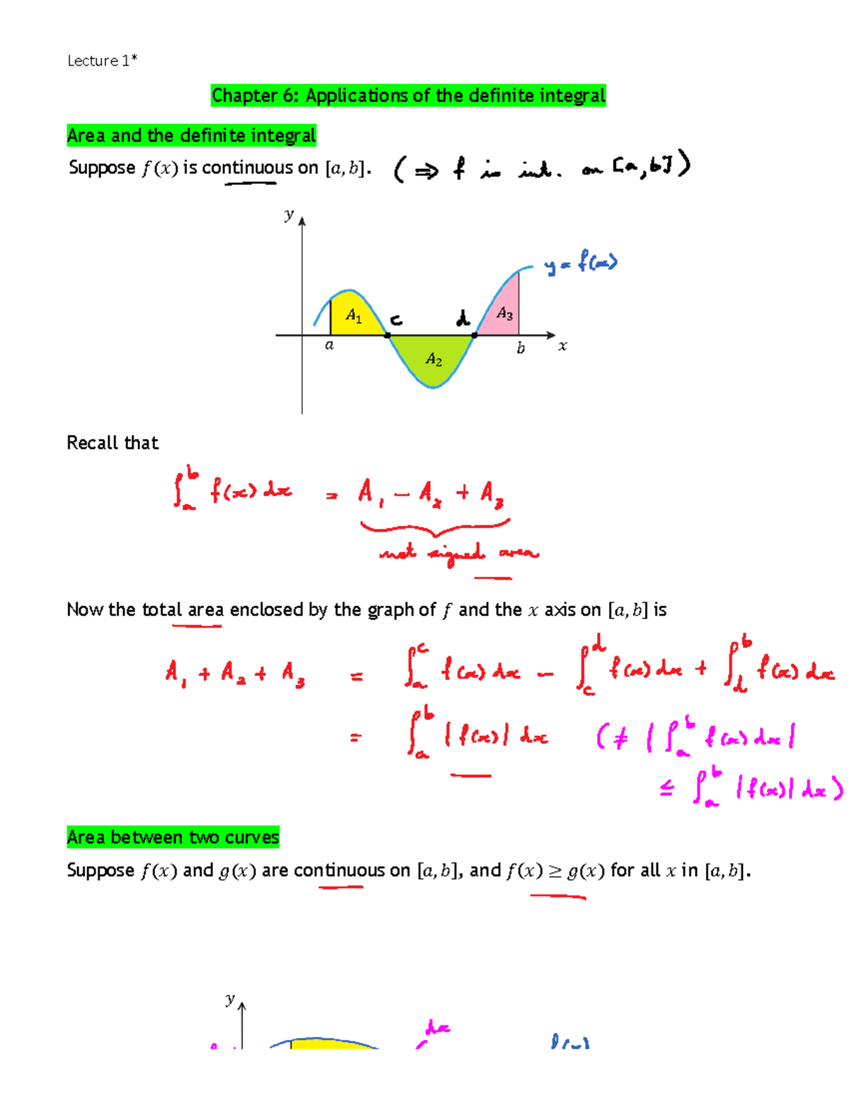 L1 - lecture notes - Chapter 6: Applications of the definite integral ...