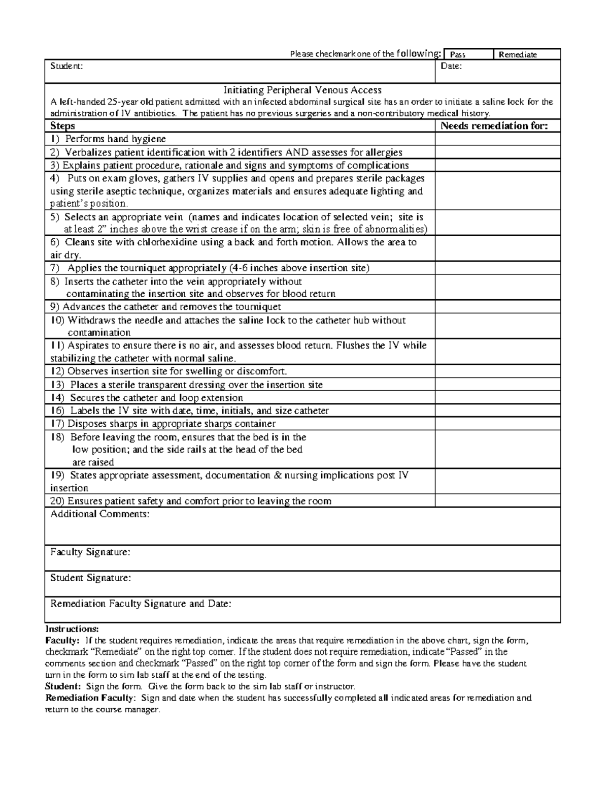 IV Start testing Revised-2 - Instructions: Faculty: If the student ...