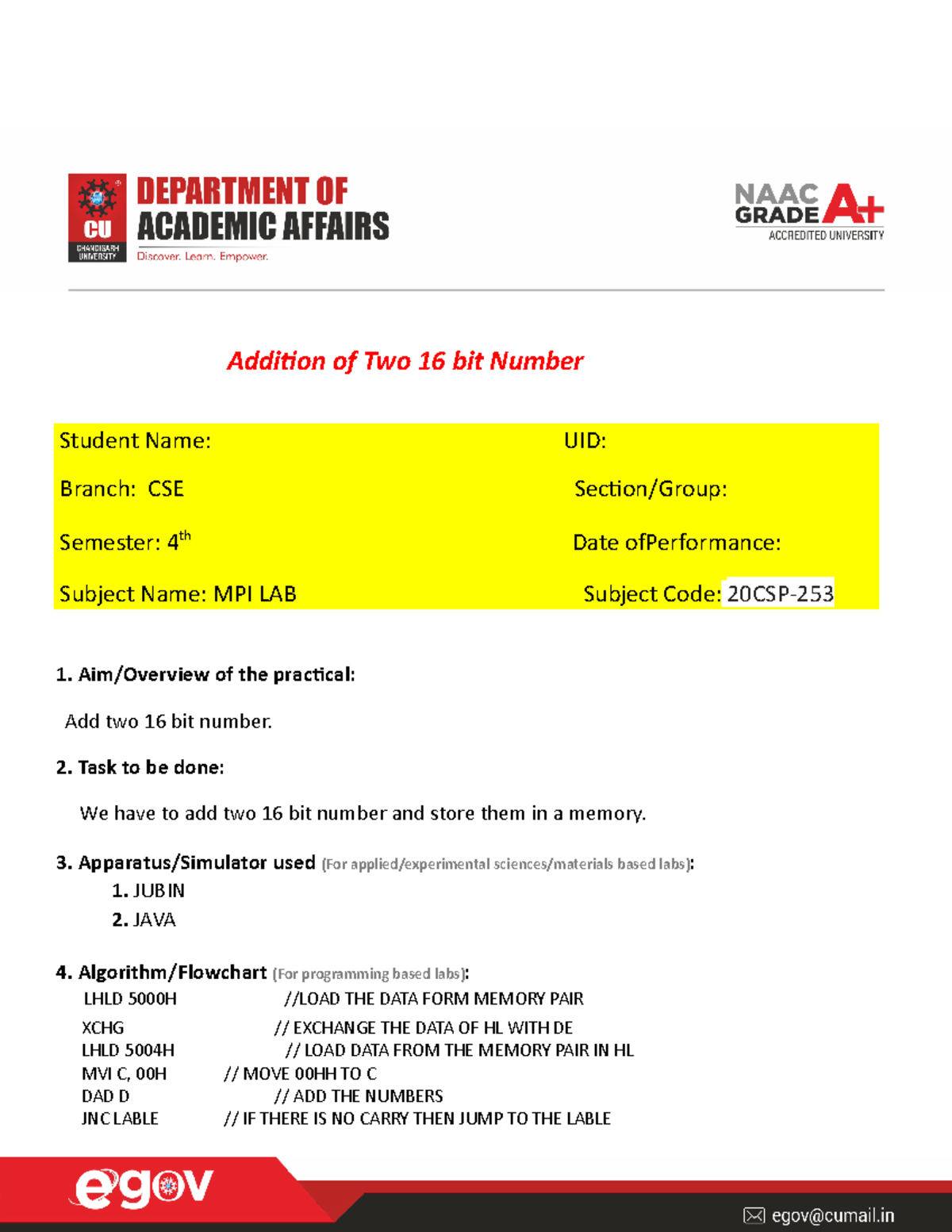 MPI 1 worksheet to show the addition of 2 8 bit numbers - Addition of ...