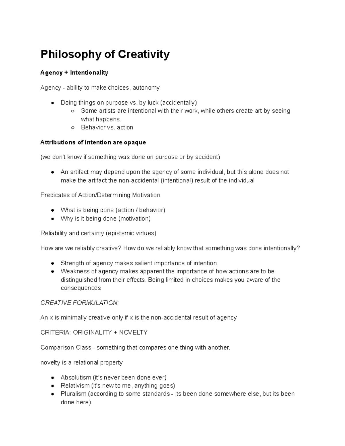 Philosophy of Creativity - luck (accidentally) Some artists are ...