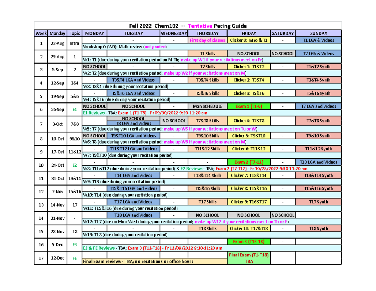 102f22 Pacing Guide - Week Monday Topic MONDAY TUESDAY WEDNESDAY ...