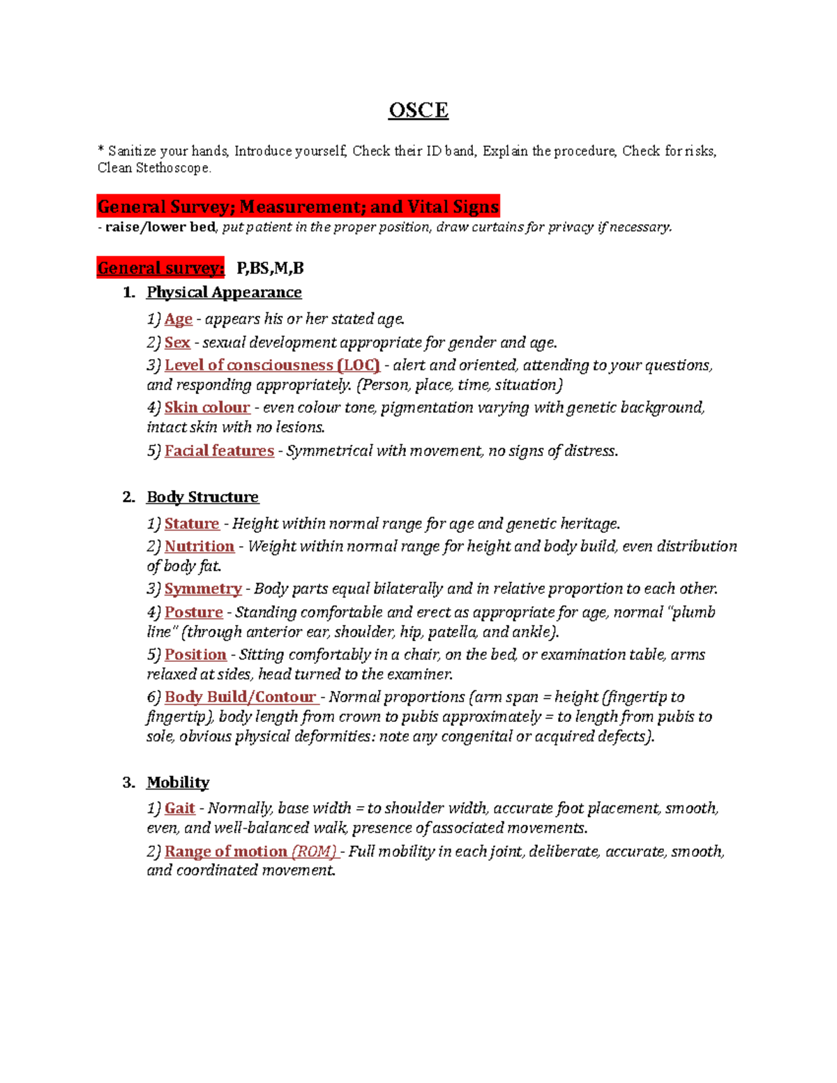 Osce Master Copy - OSCE Sanitize your hands, Introduce yourself, Check ...