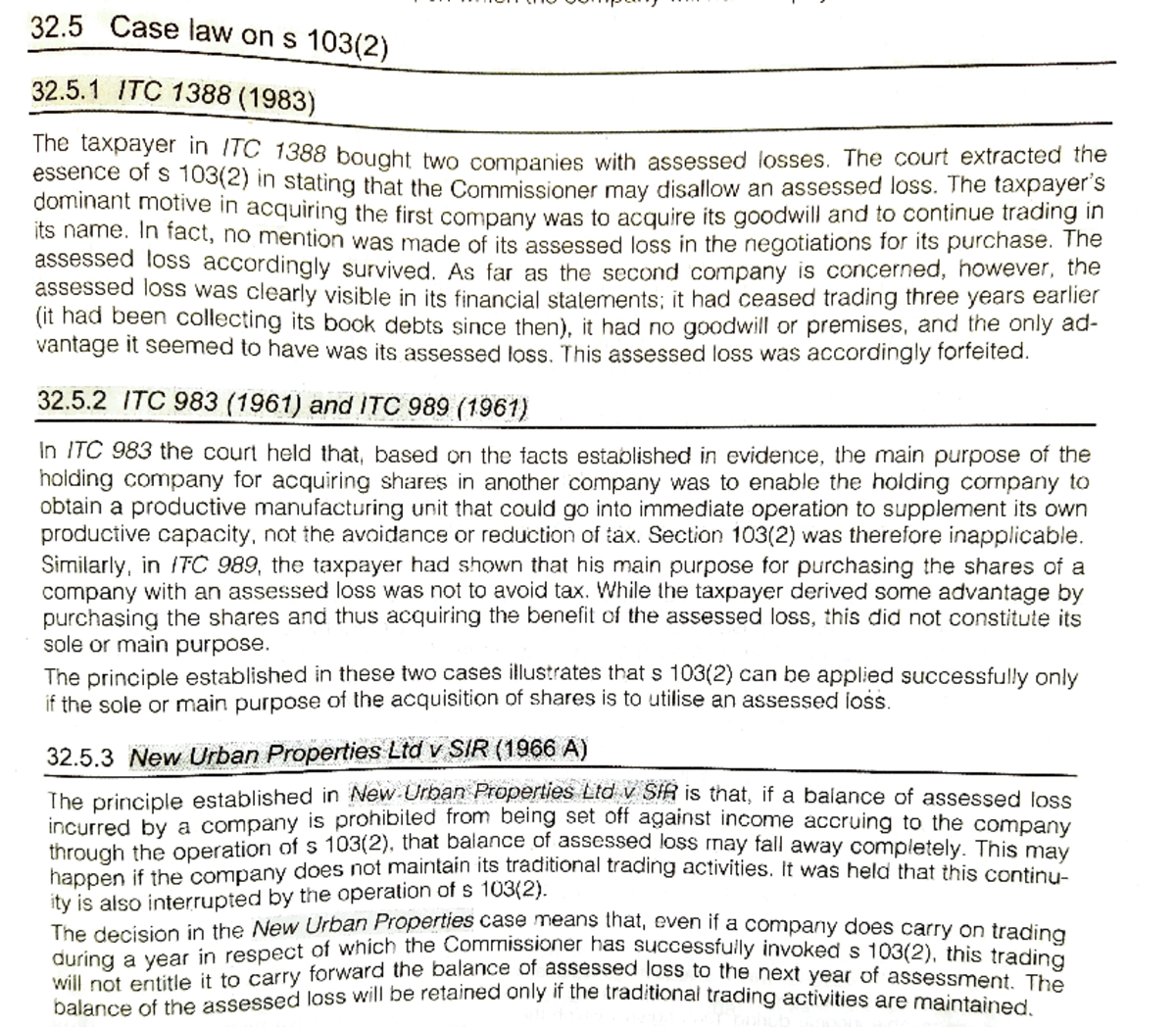 S103(2) case law - Summary Taxation 2A - 32 Case law on s 103(2) 32.5 ...