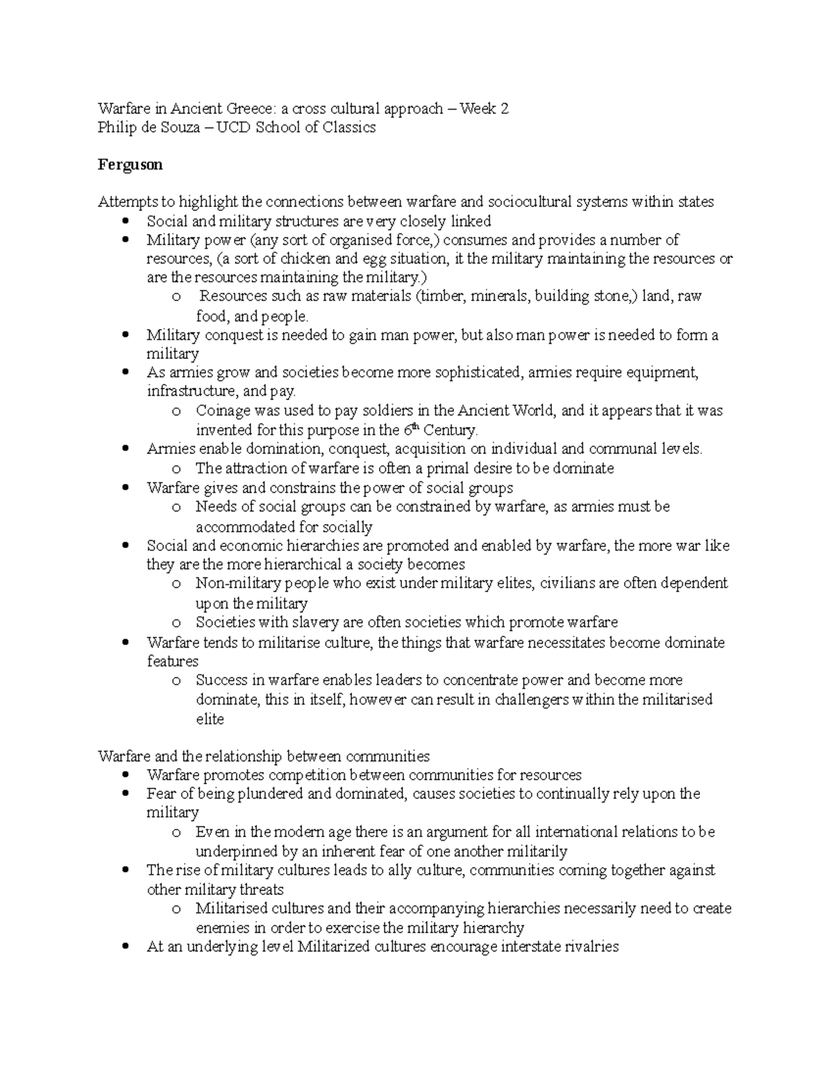 Warfare in Ancient Greece - Week 2 - Warfare in Ancient Greece: a cross ...