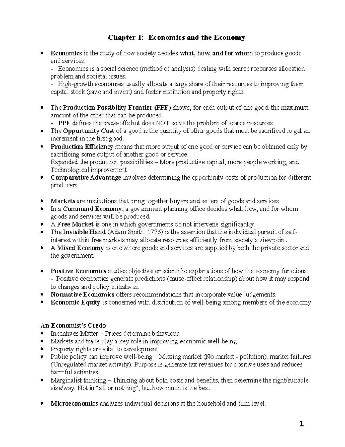 Chapters Summary - Chapter 1: Economics and the Economy Economics is ...