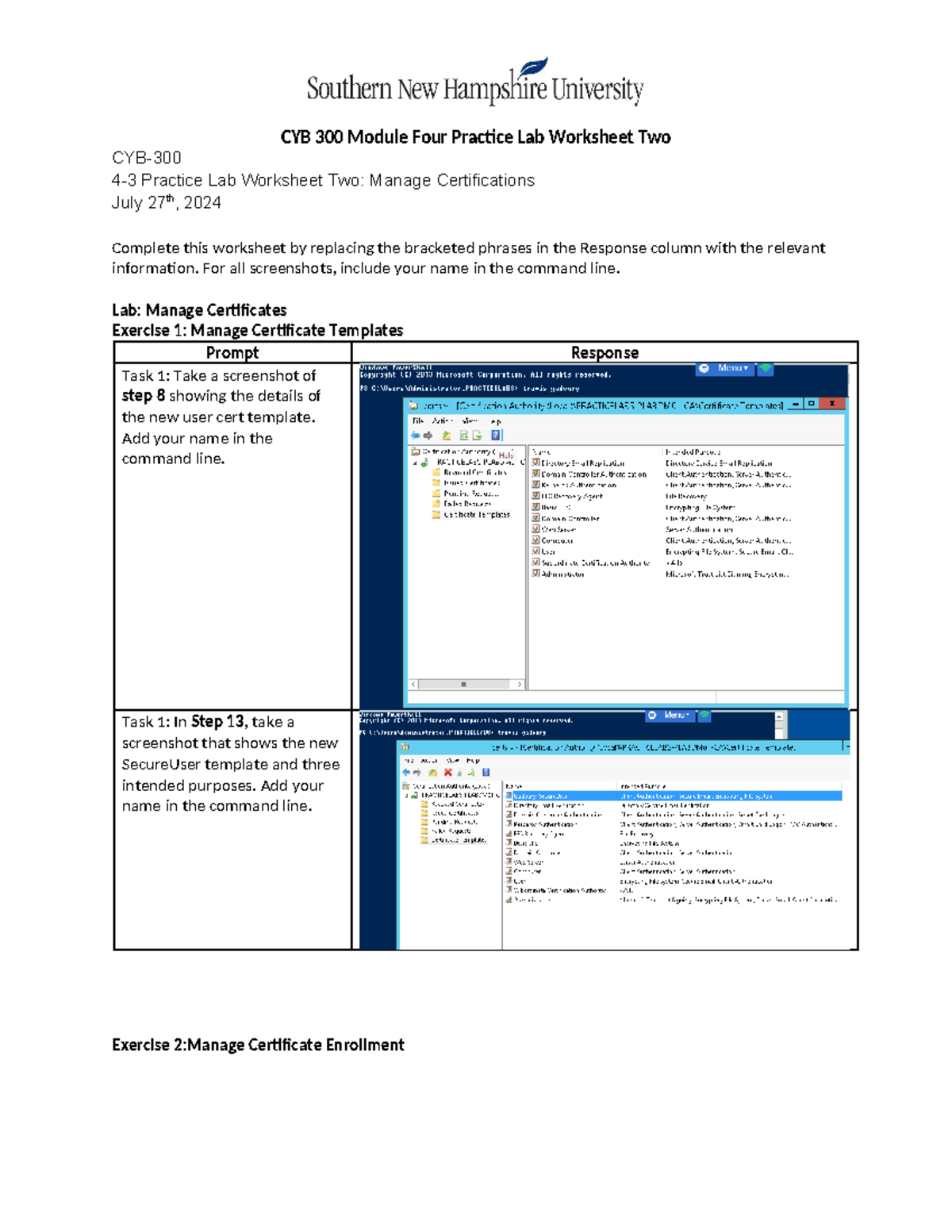 CYB 300 4-3 Lab Worksheet Two - CYB 300 Module Four Practice Lab Worksheet Two CYB- 4-3 Practice ...