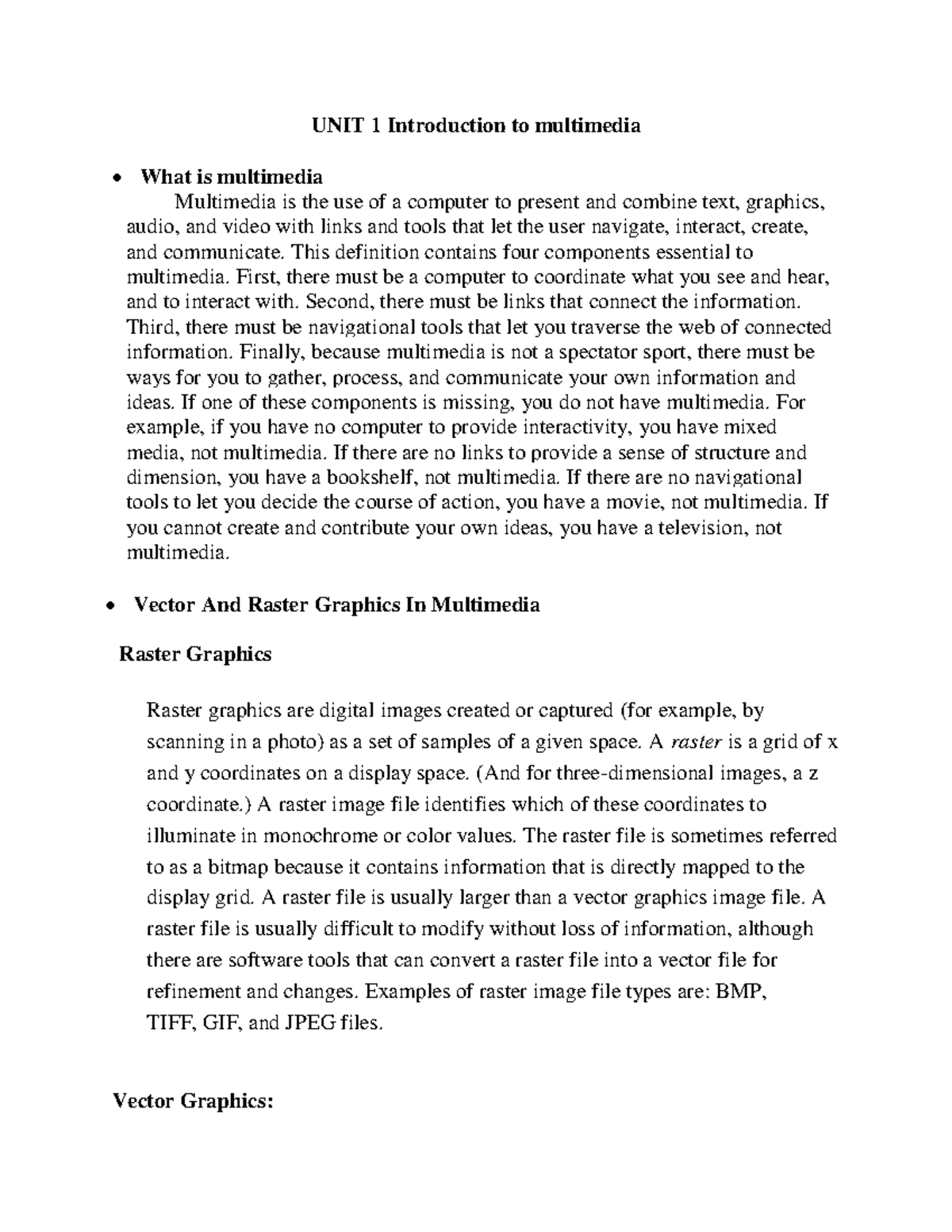 AMT Full Notes - UNIT 1 Introduction to multimedia What is multimedia ...
