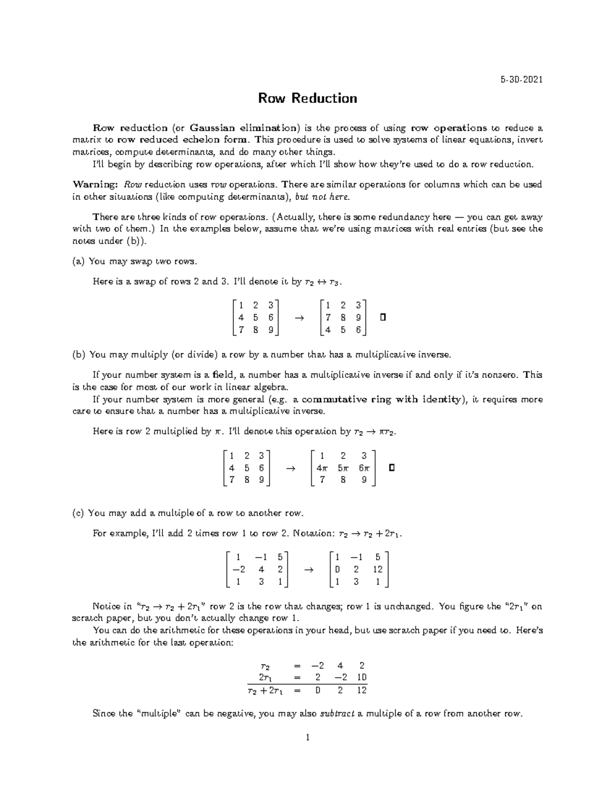 Row-reduction - All the best - 5-30- Row Reduction Row reduction ...
