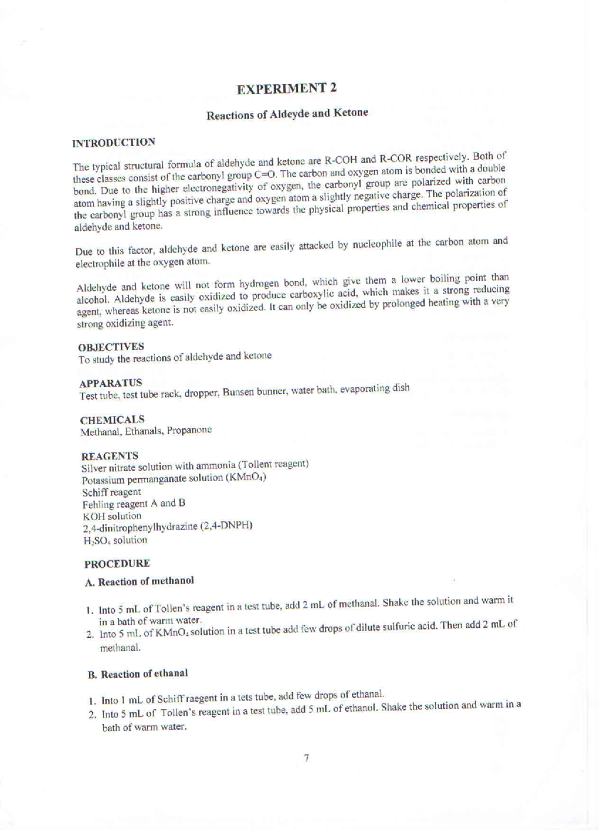 Exp 2 - LAB MANUAL EXP 2 - Organic Chemistry 1 - Studocu