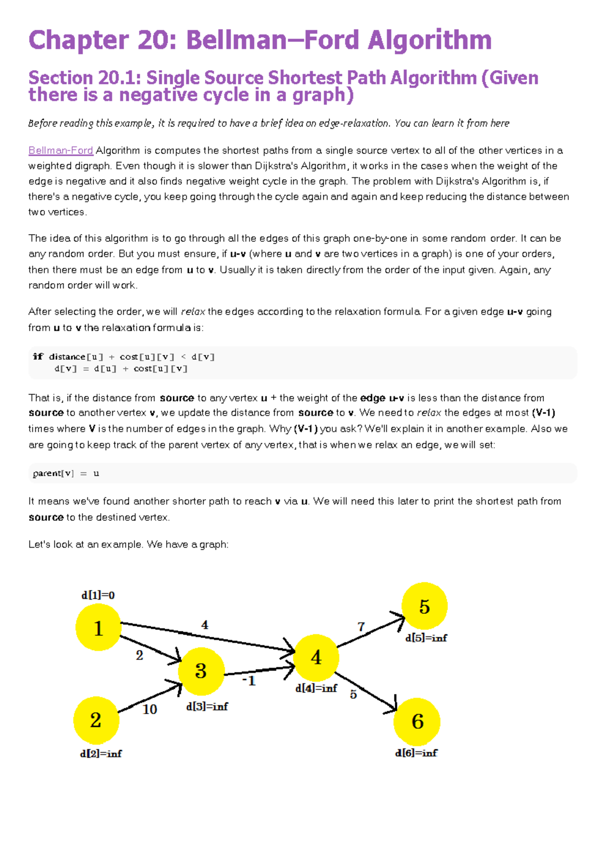 Algorithms 9 - if distance[u] + cost[u][v]