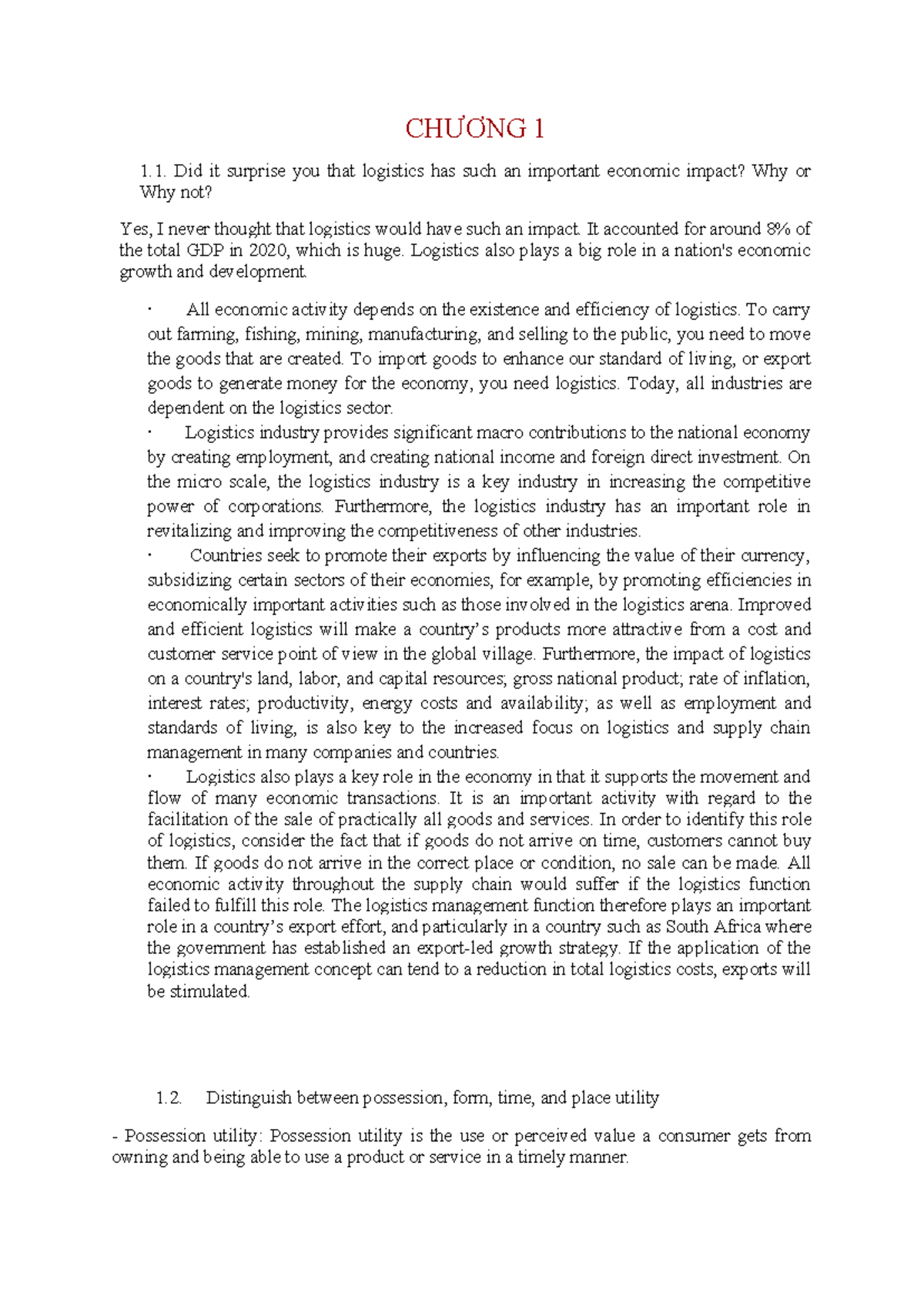 CÂU HỎI LOG C1 C2 - CÂU HỎI LOG C1 C2 - CHƯƠNG 1 Did it surprise you ...