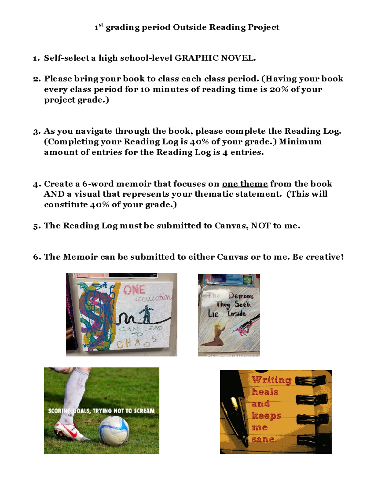 English 3 Outside Reaading Project - 1 st grading period Outside ...