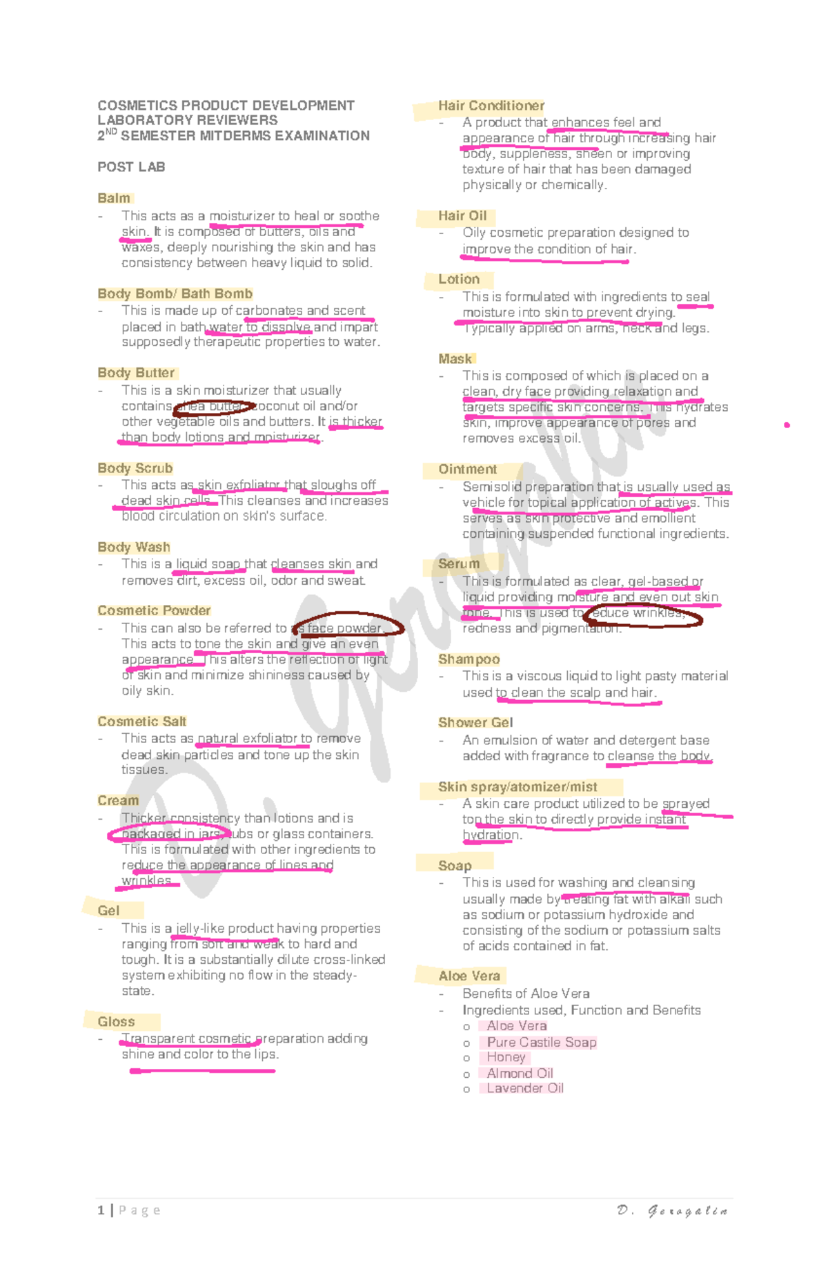 THIRD YEAR PHARMACY Reviewer Notes - 1 | P a g e D. G e r o g a l i n ...