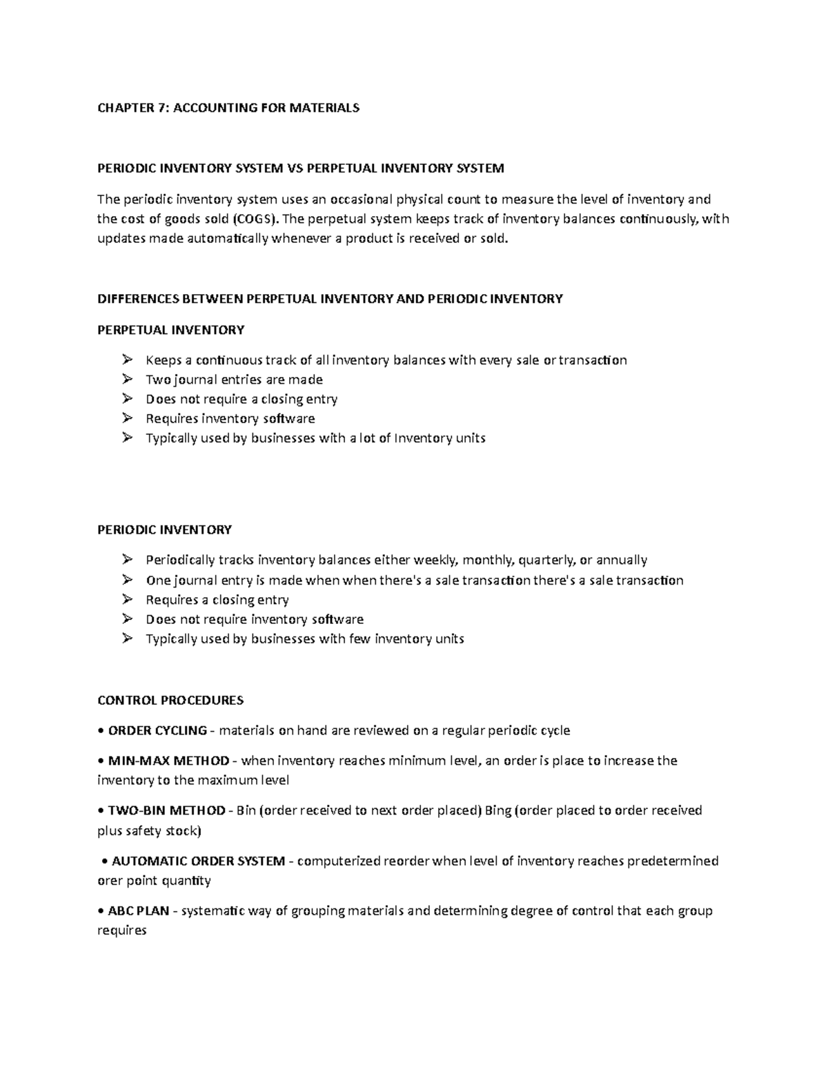Chapter 7- Accounting for Materials - CHAPTER 7: ACCOUNTING FOR ...