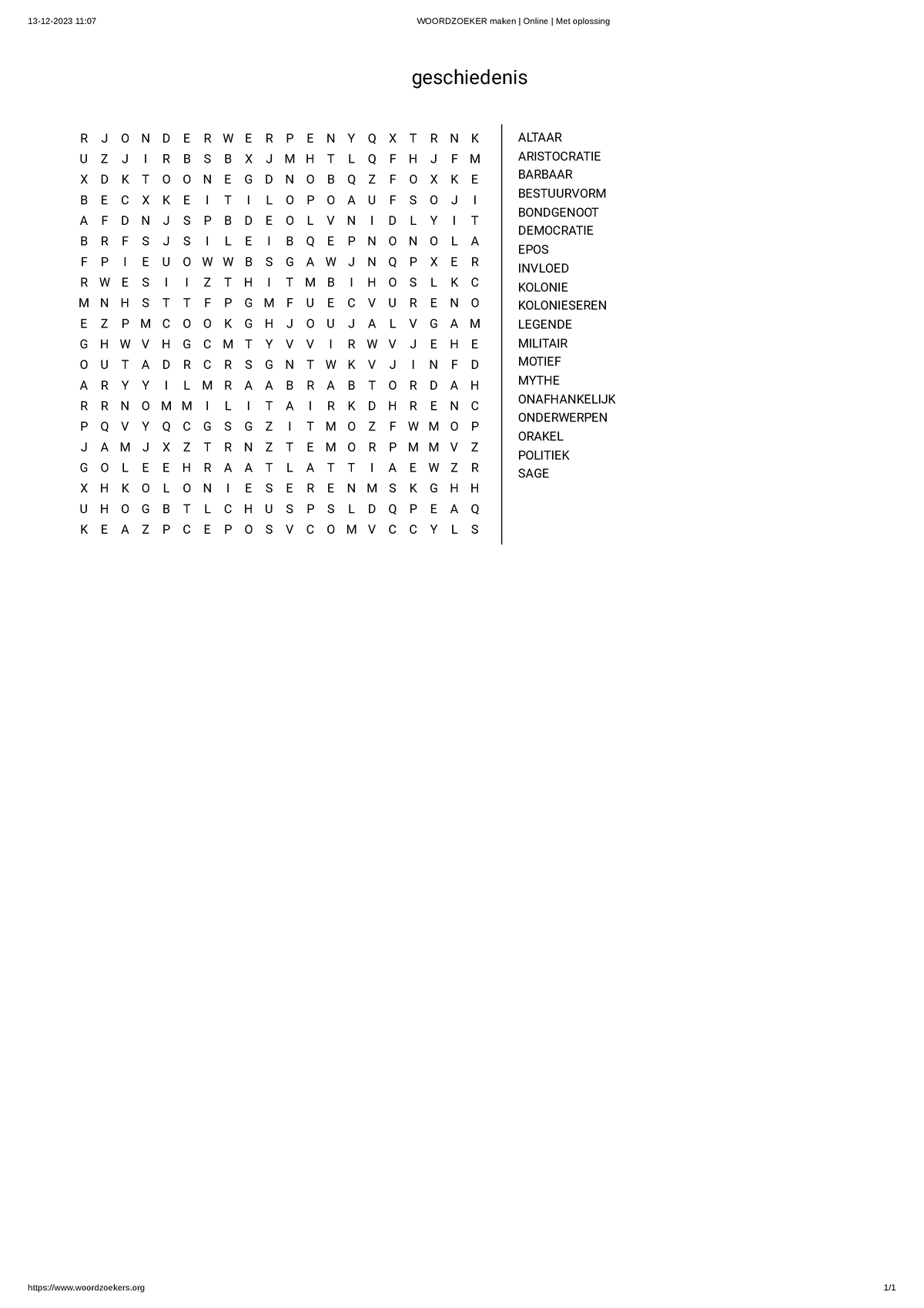 Woordzoeker maken Online Met oplossing - 13-12-2023 11:07 WOORDZOEKER maken | Online | Met ...