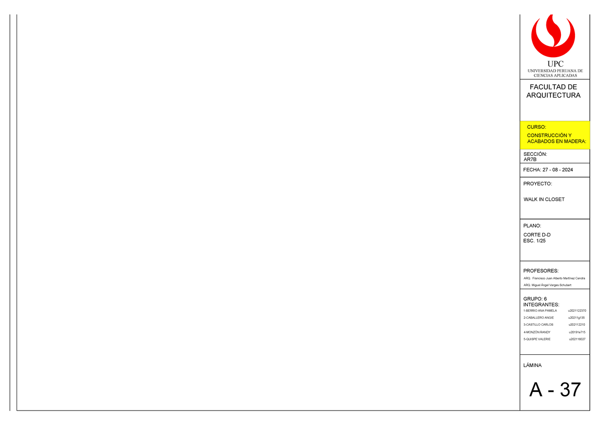 Detalles DE Closet - FACULTAD DE ARQUITECTURA AR7B SECCIÓN: FECHA: 27 ...