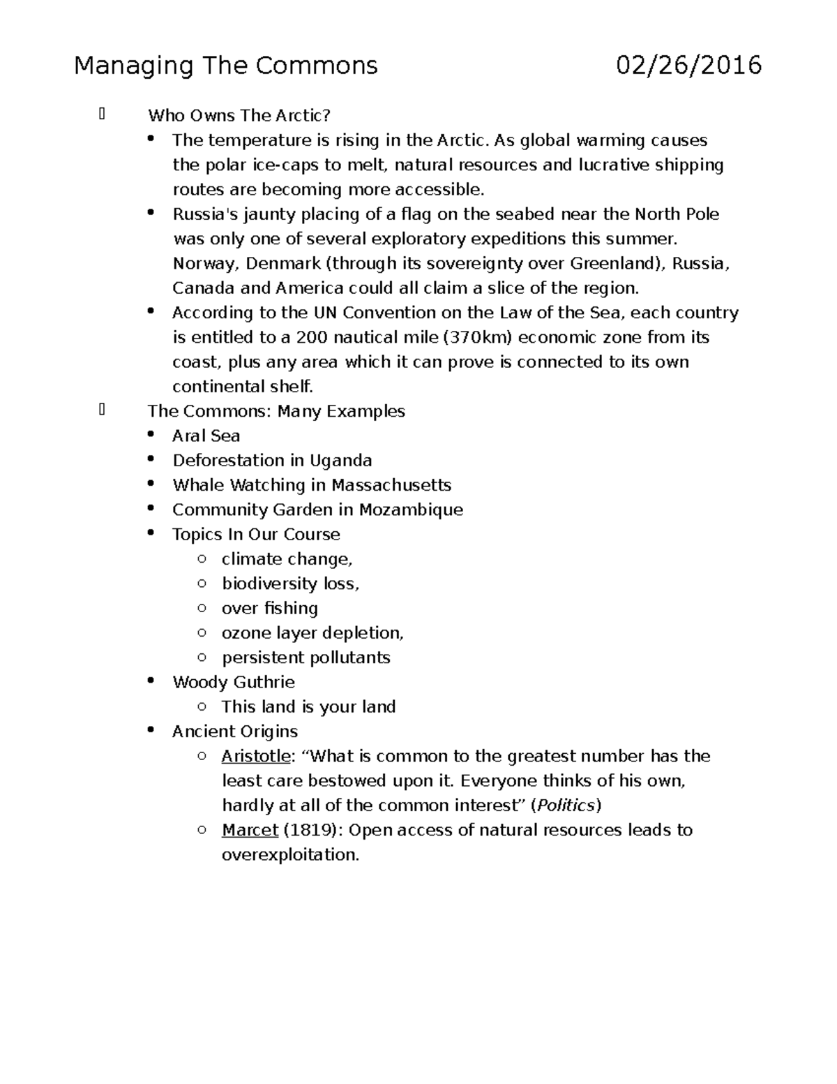 Managing The Commons - Combination of book outline & lecture notes ...