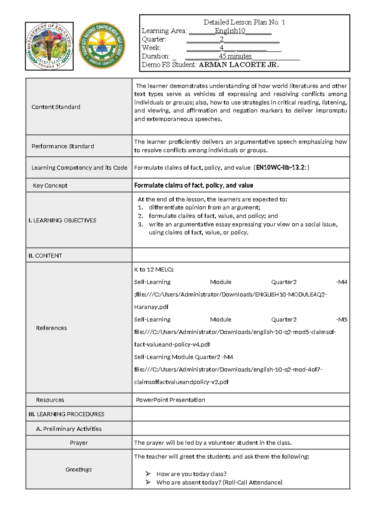Lesson plan Ruth, final print - Content Standard The learner ...