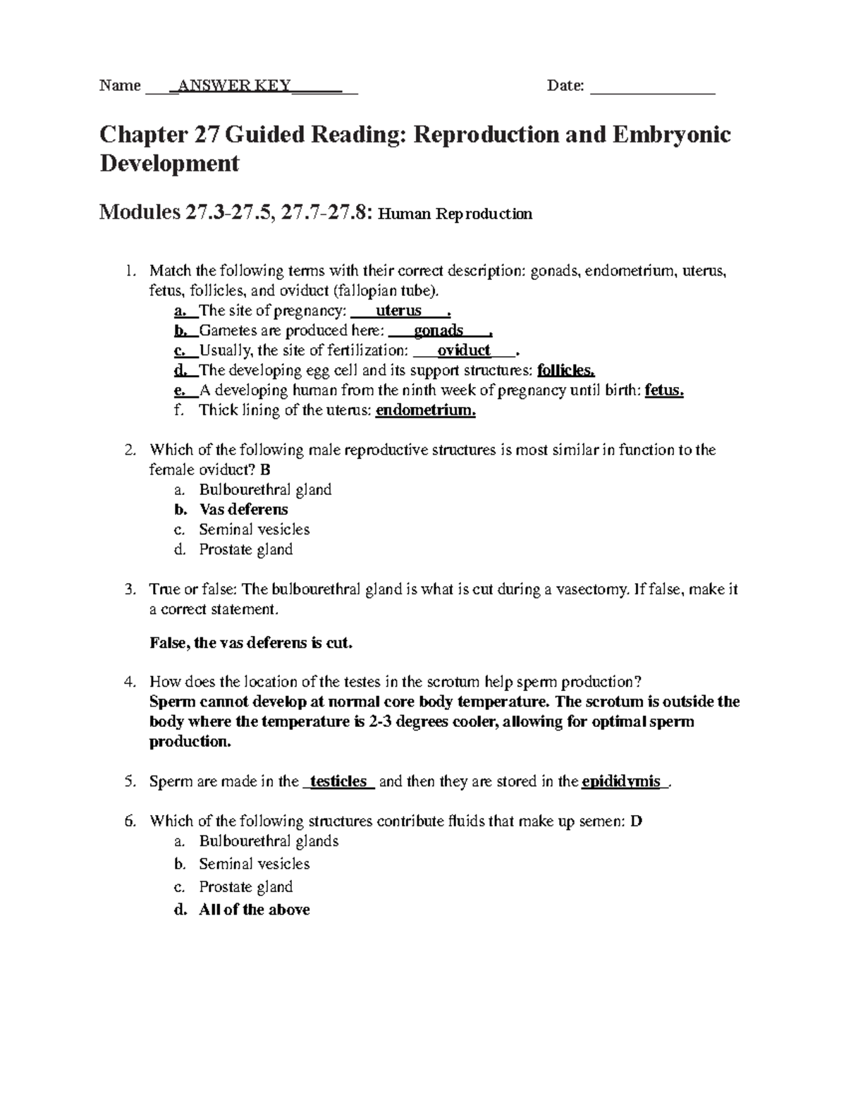 Hbio GR 27.3-27.5, 27.7-27.8 (shortened verison) KEY - Name ANSWER KEY ...