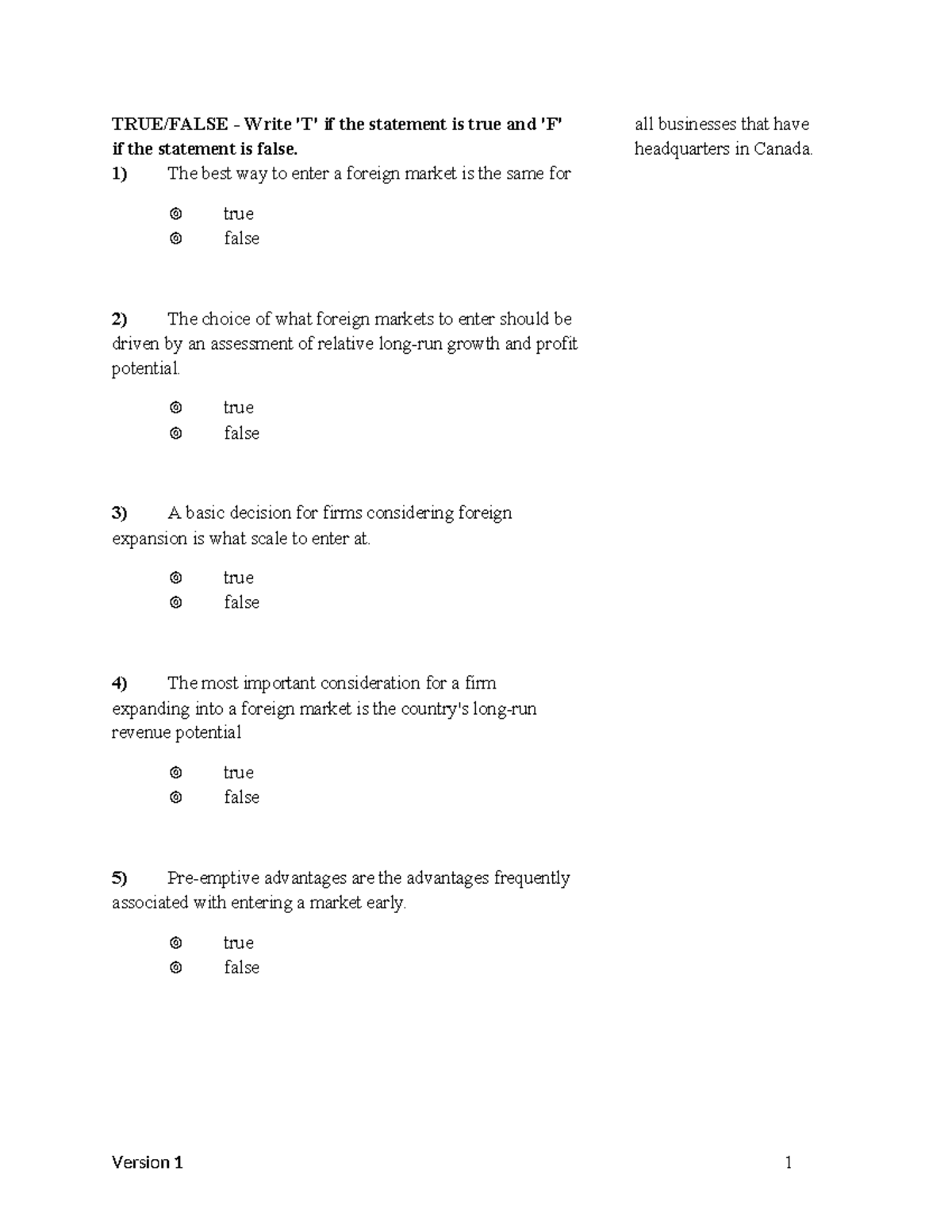 Hill 6ce tb12 - Chapter 12 question bank - TRUE/FALSE - Write 'T' if ...