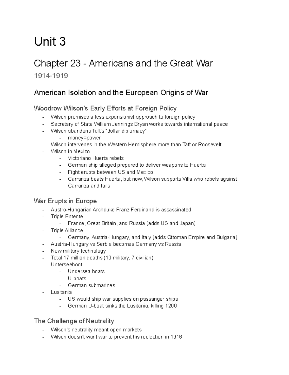 HIST 2112E Unit 3 Notes and Modern Temper Doc Outline - Unit 3 Chapter ...