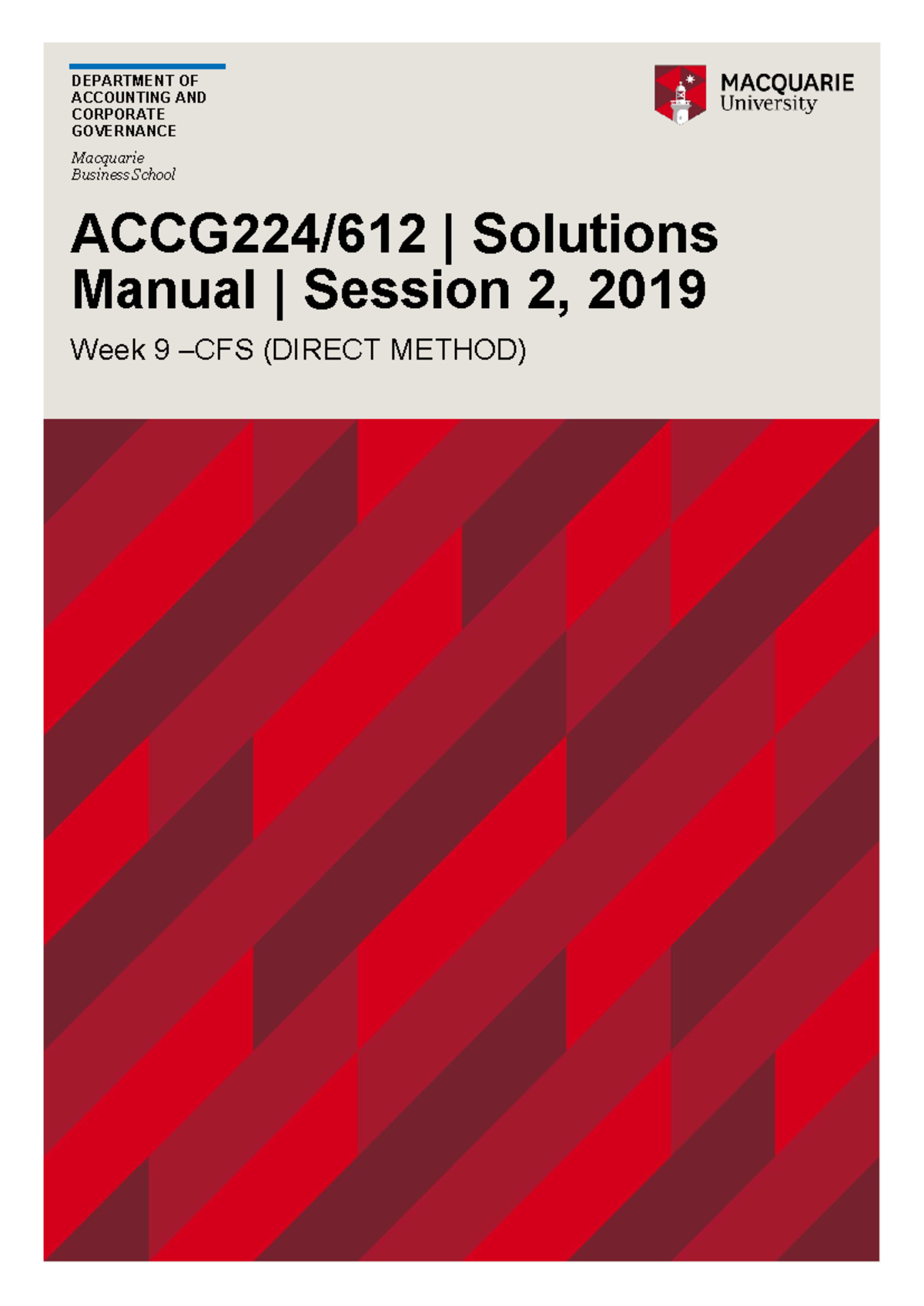 Tute 9 - SCF (dm) - Homework - DEPARTMENT OF ACCOUNTING AND CORPORATE ...