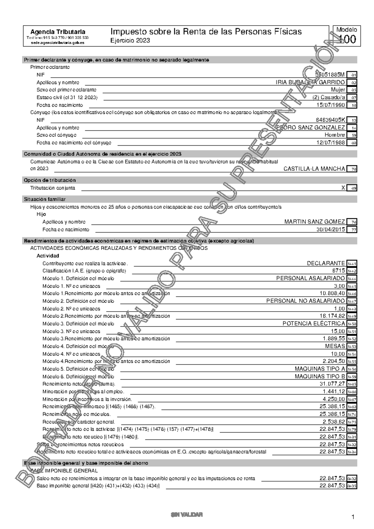 2 practica irpf - IRPF - Agencia Tributaria Teléfono: 915 548 770 / 901 ...